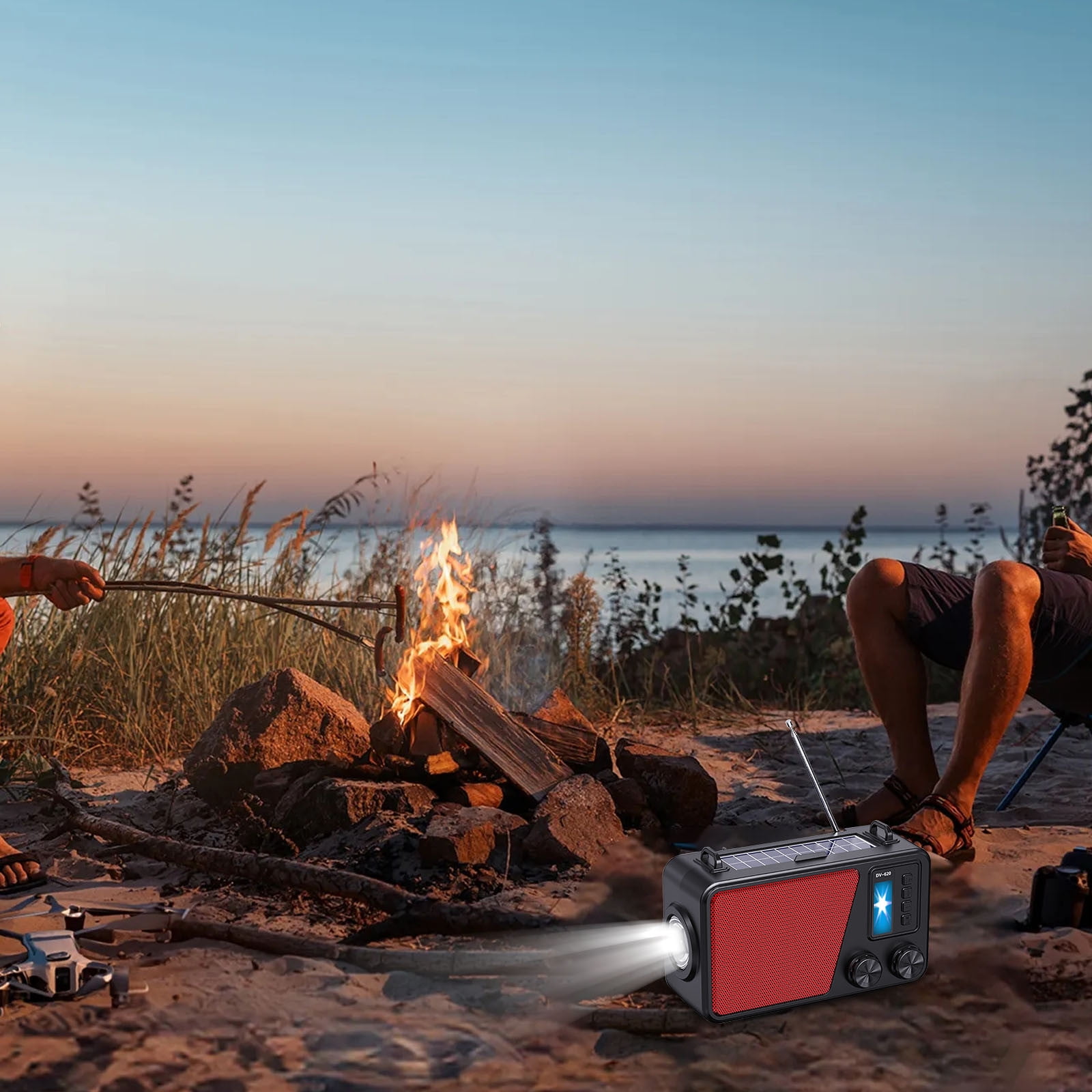 Mrmaere Portable Bluetooth Speaker with Solar Power and LED Lights ...
