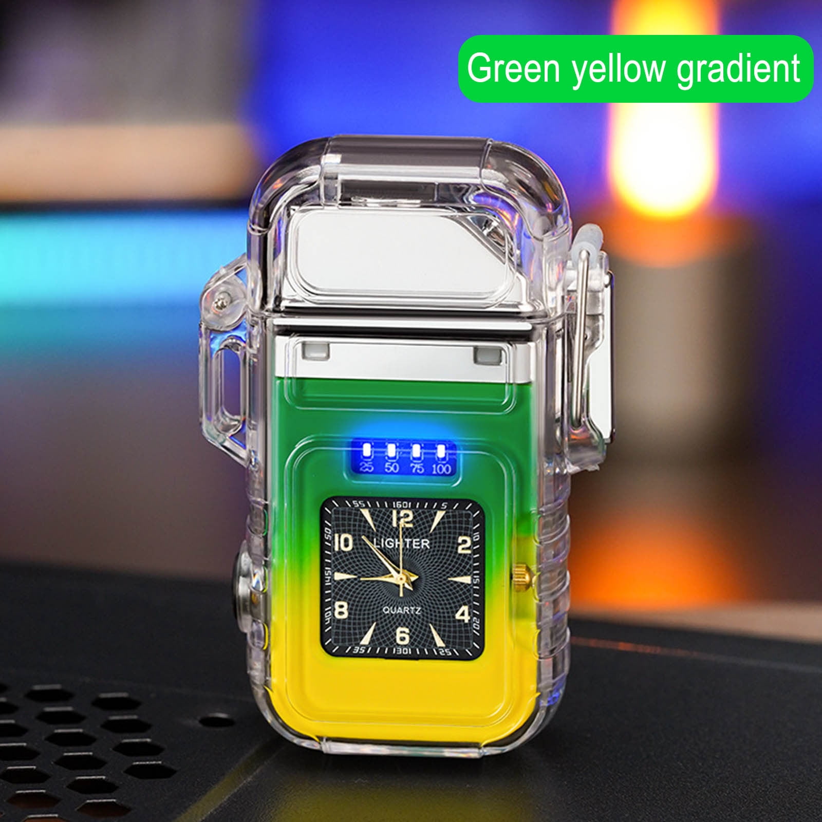 Mrmaere Windproof Dual Arc Lighter with COB Light Quartz Watch Design ...