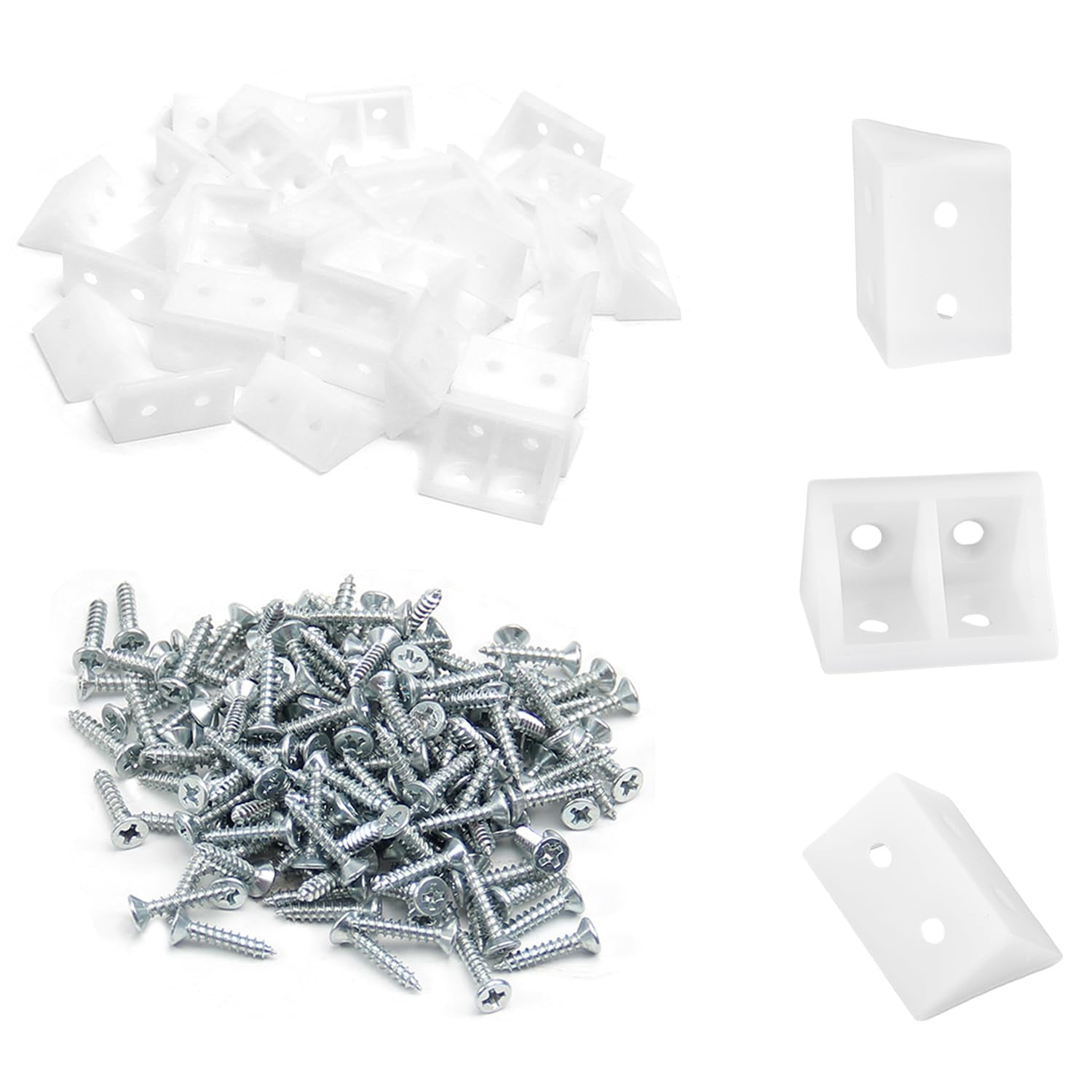 MroMax 30PCS Plastic Corner Braces White Shelf Closet Furniture Angle ...