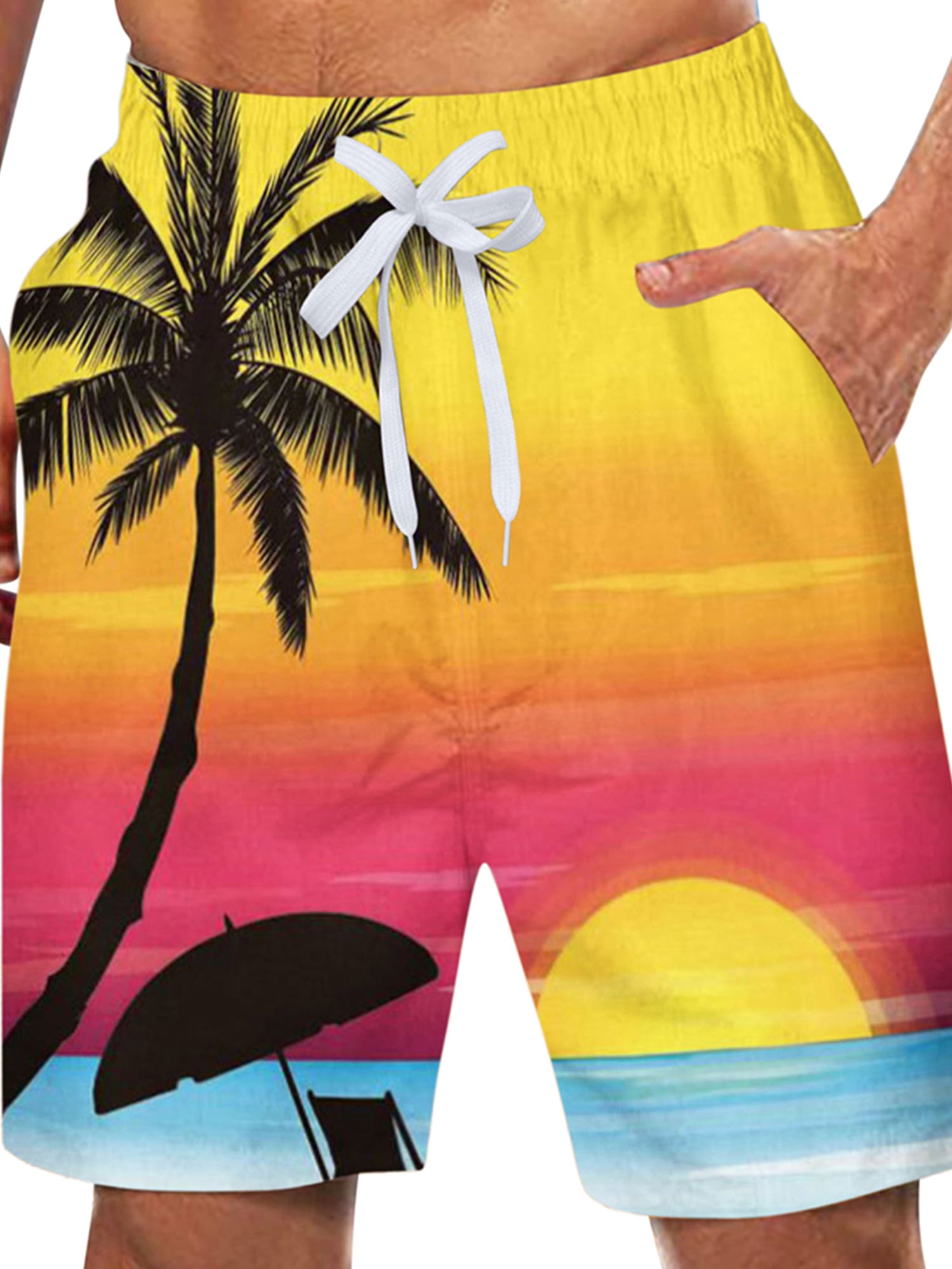 Mrrootc Men's Summer Vocation Beach Shorts Elastic Waist Draw String ...
