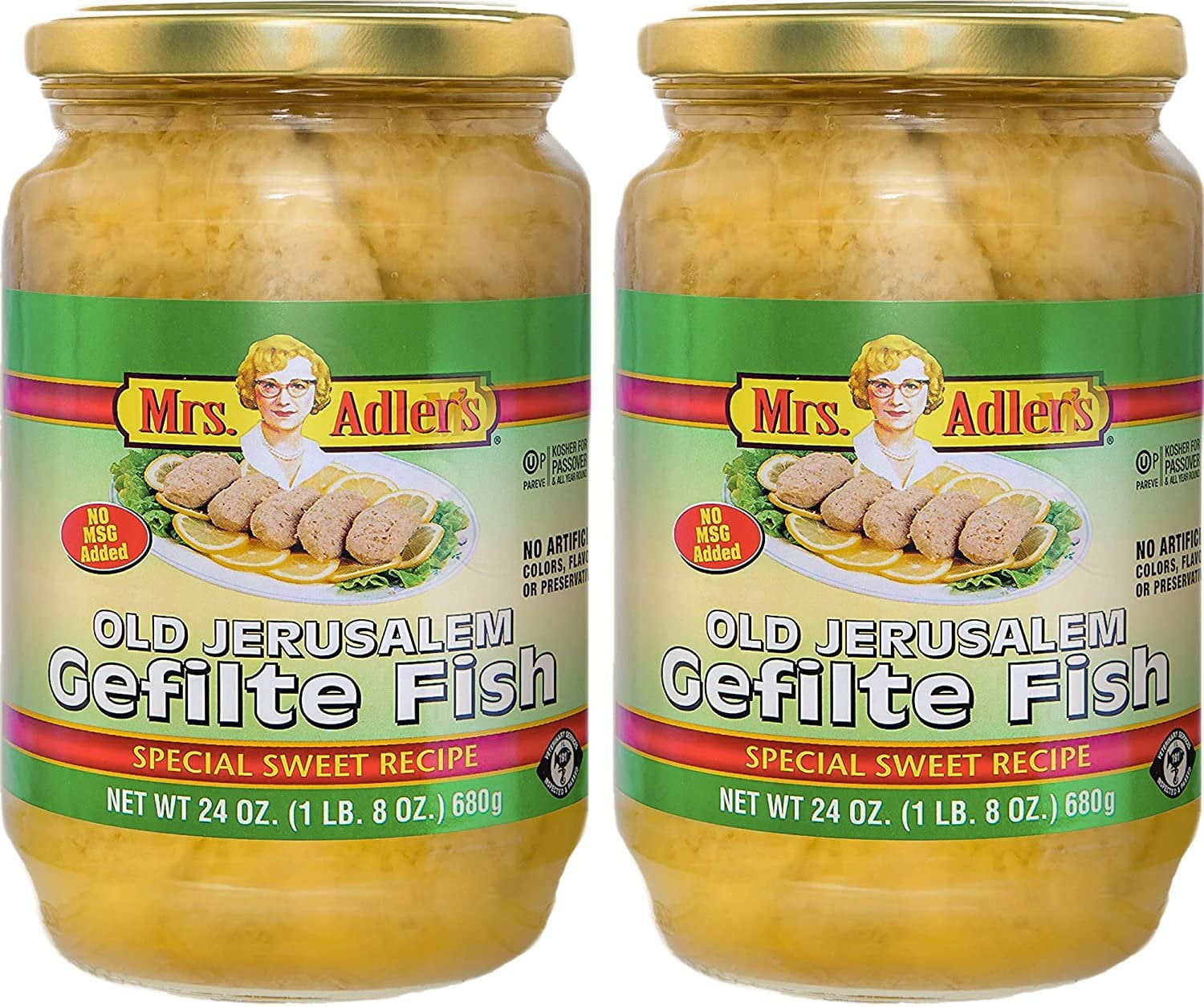 Mrs. Adler's Old Jerusalem Gefilte Fish 24oz 2 Pack, All Natural ...