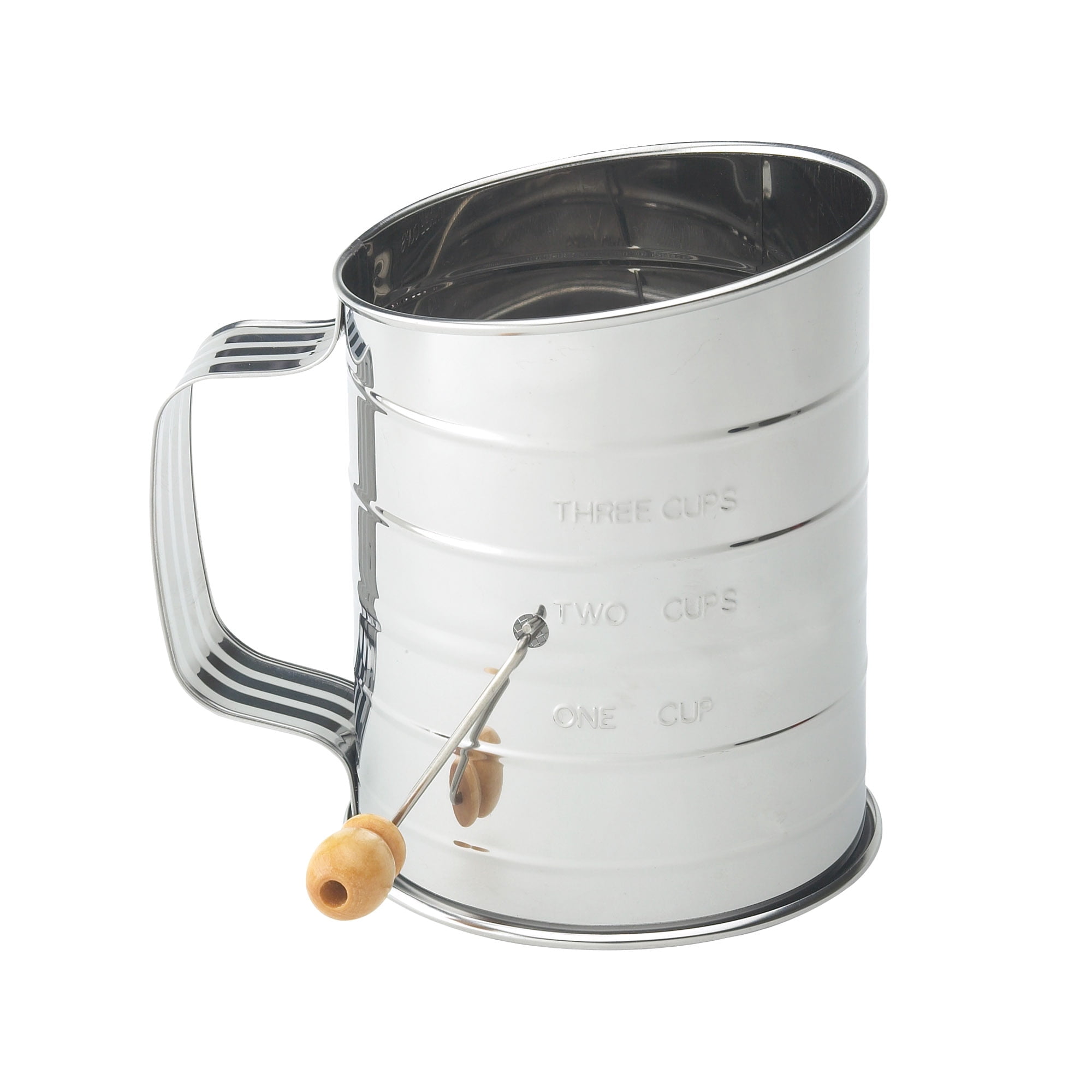 Mrs. Anderson's Baking Hand Crank Flour Sifter, Stainless Steel, 3-Cup ...