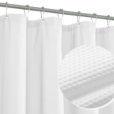 Mrs Awesome Long Waffle Shower Curtain with Fabric Liner & 12 Hooks ...