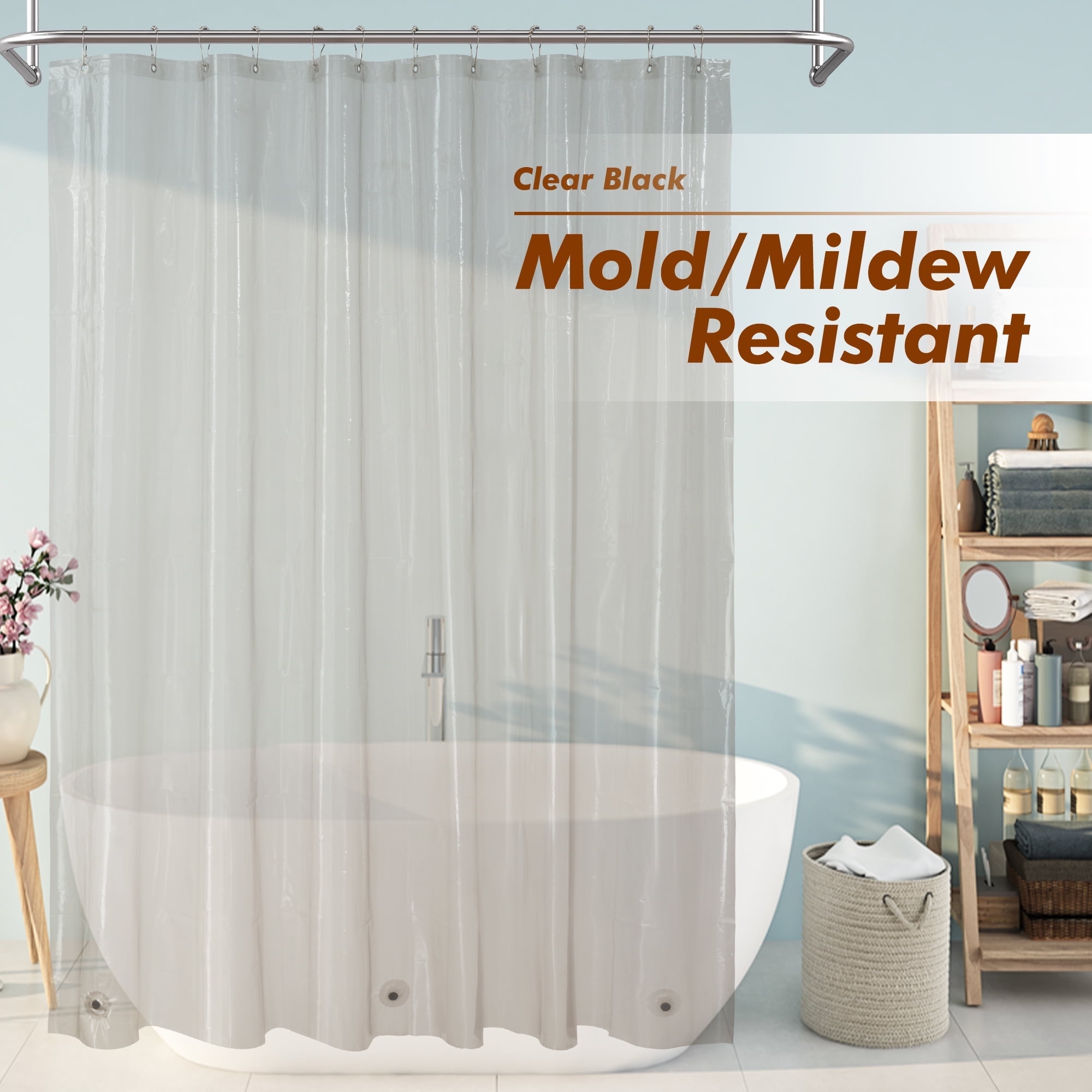 Mrs Awesome Clear Waterproof Shower Curtain Liner Lightweight PEVA with ...