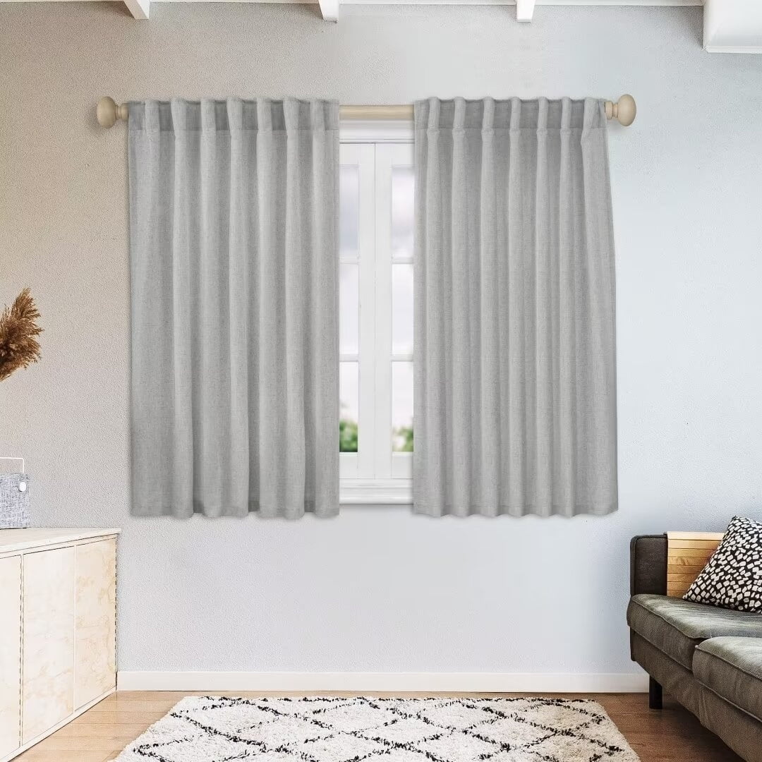 Mrs Awesome Linen Blend Back Tab Semi-Sheer Curtain Pair(Set of 2) 52"W ...