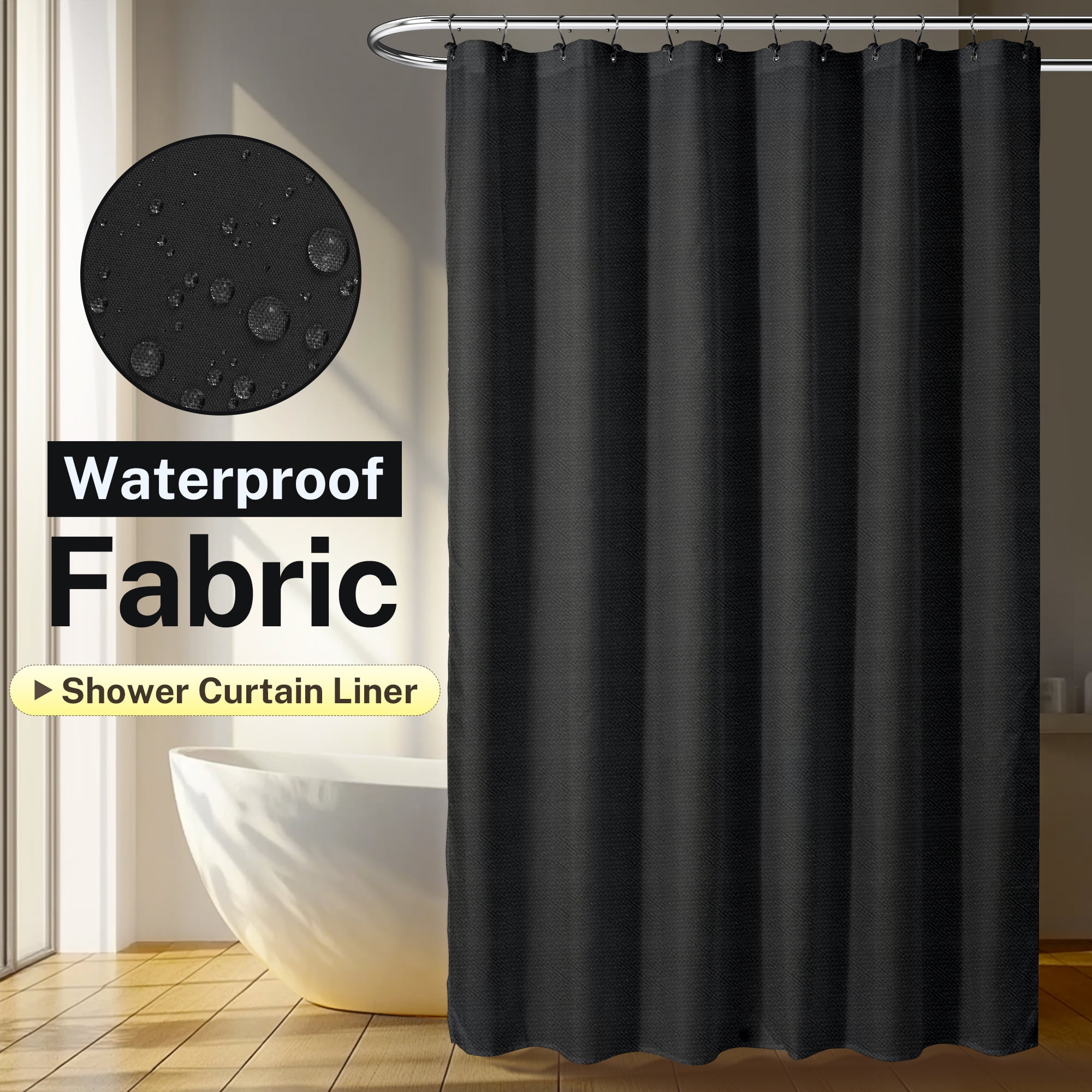 Mrs Awesome Waterproof Fabric Shower Curtain Liner Microfiber with 3 ...