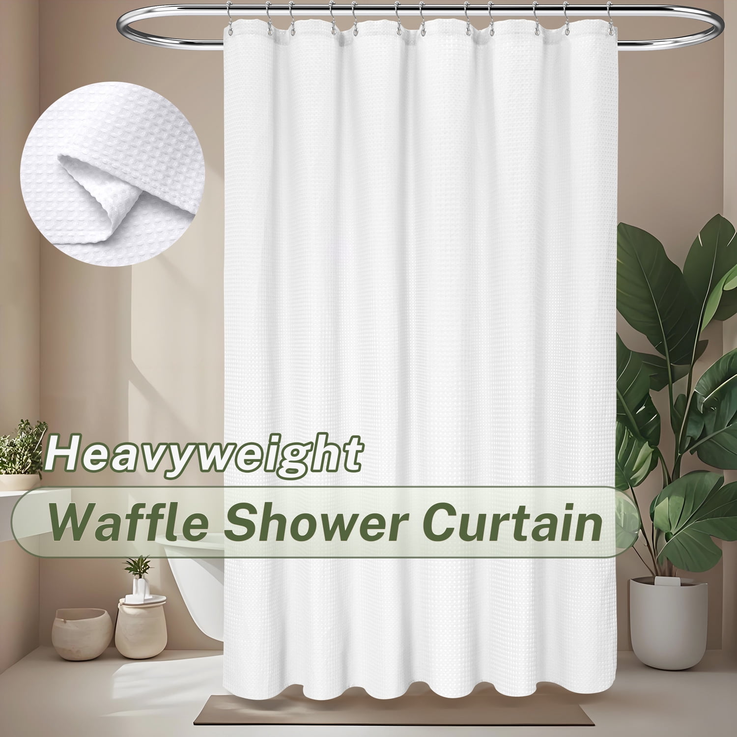 "Mrs Awesome Hotel Quality Waffle Weave Shower Curtain, Water Repellent ...