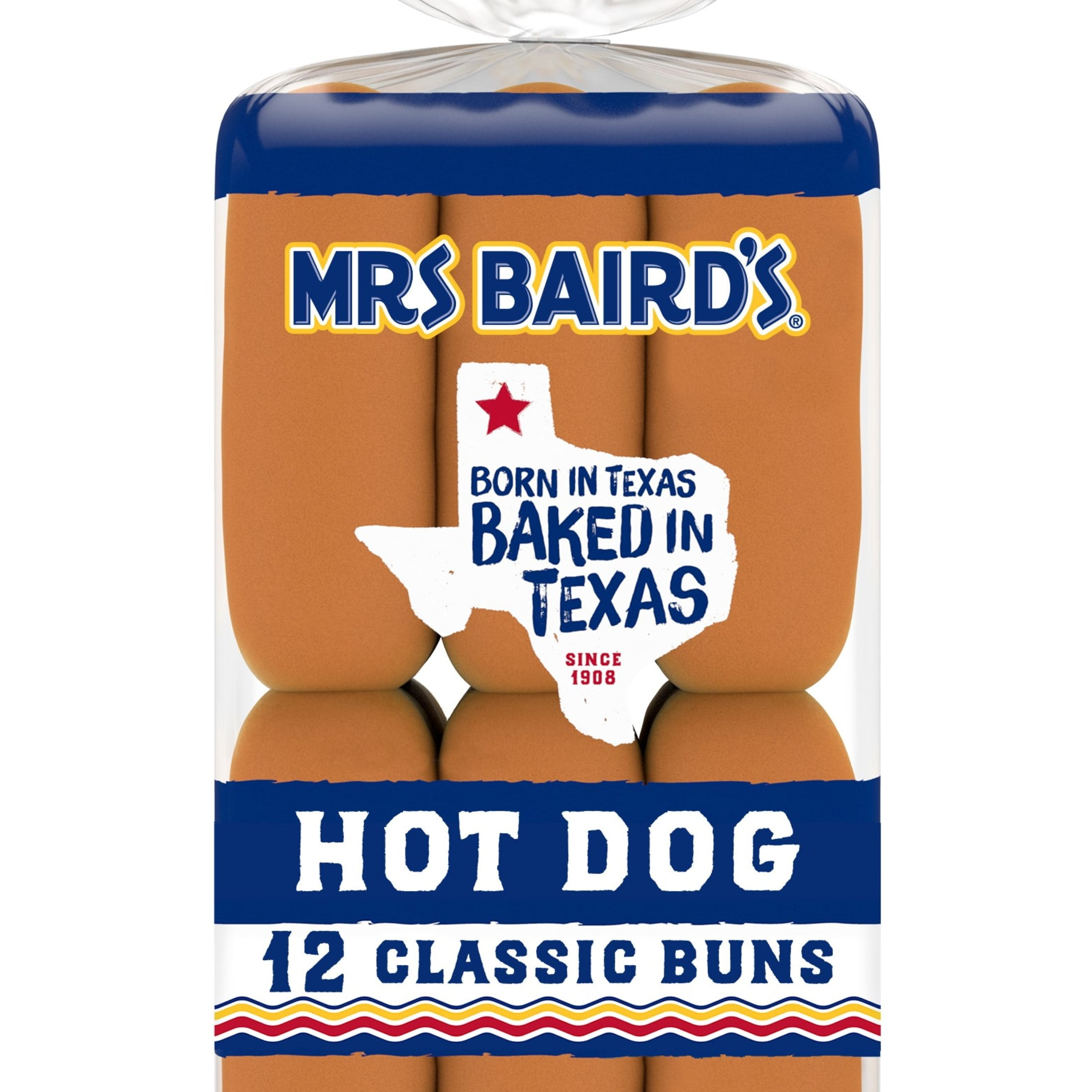 Mrs Baird's Classic Buns, 12 count, White Hot Dog Buns, 17.75 oz Bag ...