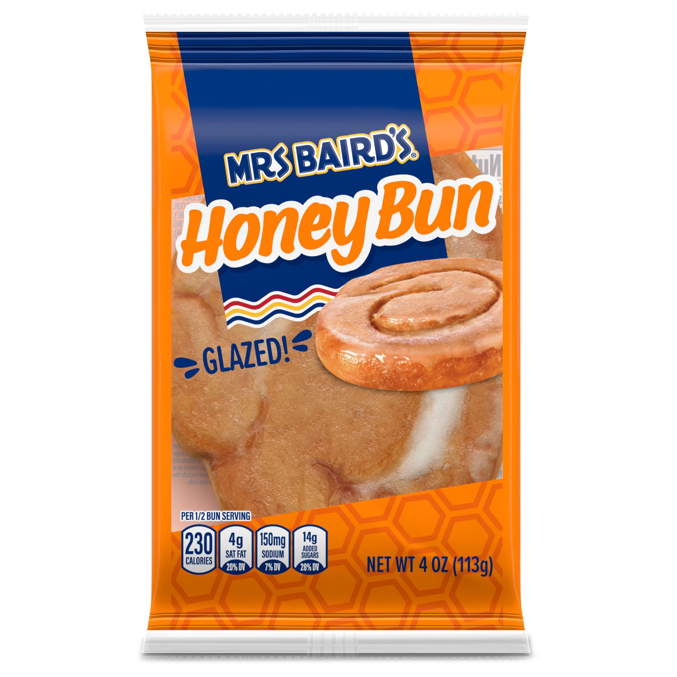 (4 pack) Mrs Baird's Glazed Honey Bun, 4 oz, Pastries, Bag - Walmart.com