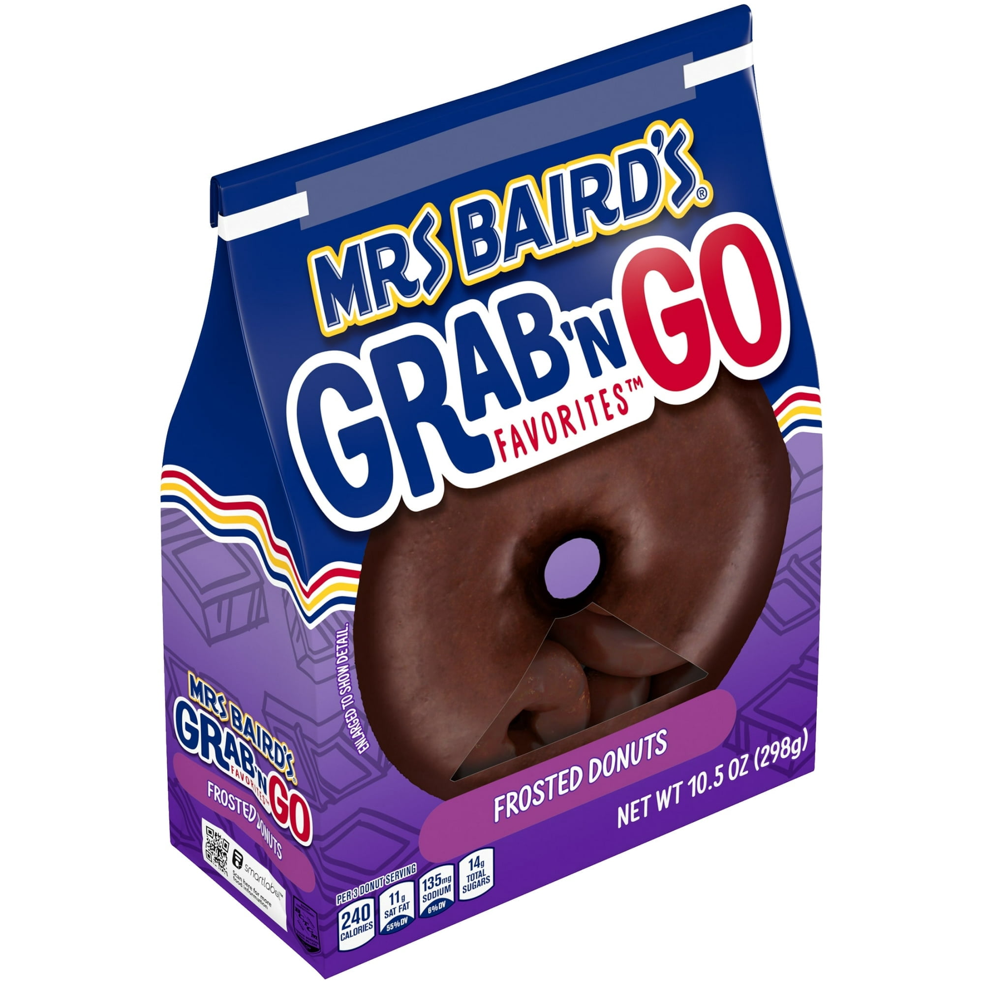 Mrs Baird's Grab 'n Go Favorites Frosted Donuts, 10.5 oz, Chocolate ...
