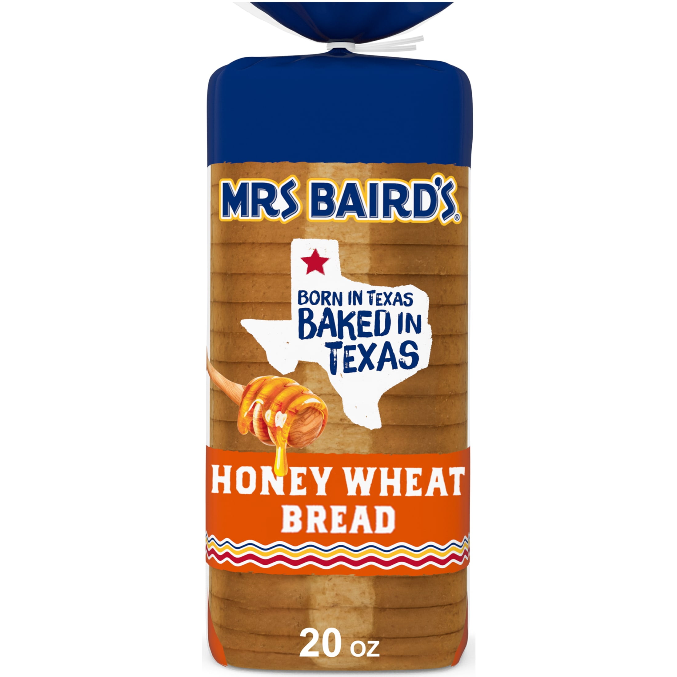Mrs Baird's Honey Wheat Bread, 20 oz, Sliced Wheat Bread for Sandwiches ...