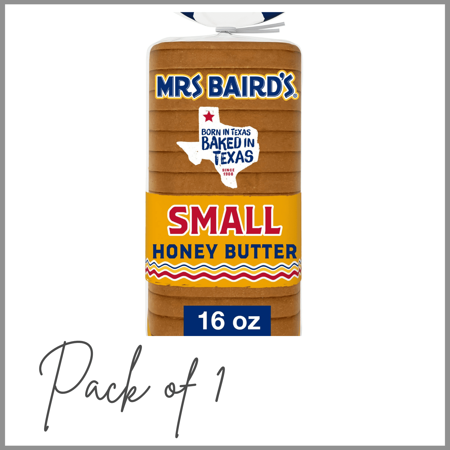 Mrs Baird's Small Honey Butter Bread, 16 oz, White Bread, Bag ( PACK OF ...
