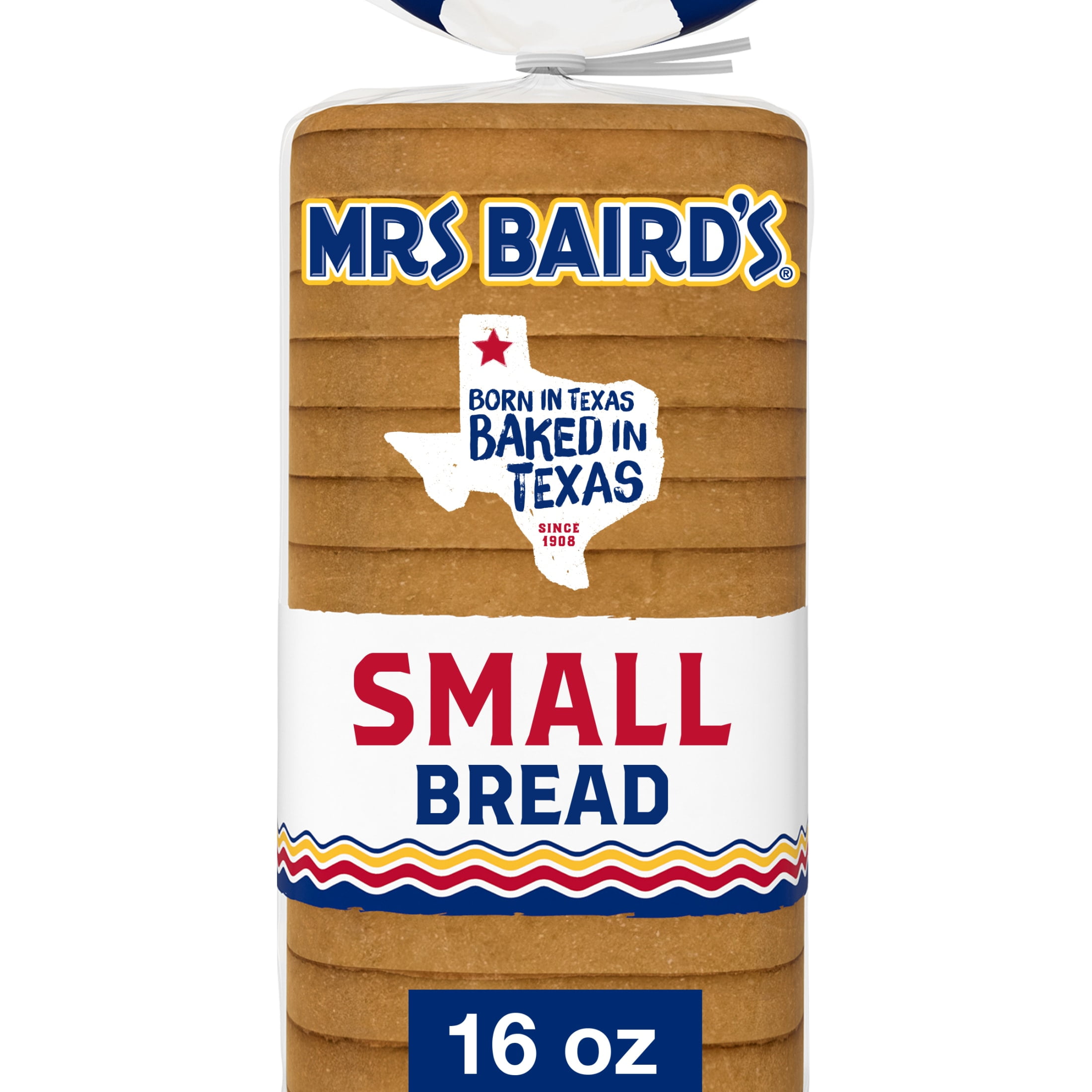 Mrs Baird's Small White Bread 16 oz, Soft, Shelf Stable, Texas Baked ...