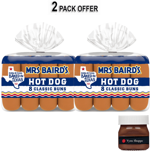 Mrs Baird's White Classic Buns, 8 count, Sliced Hot Dog Buns, 12 oz ...