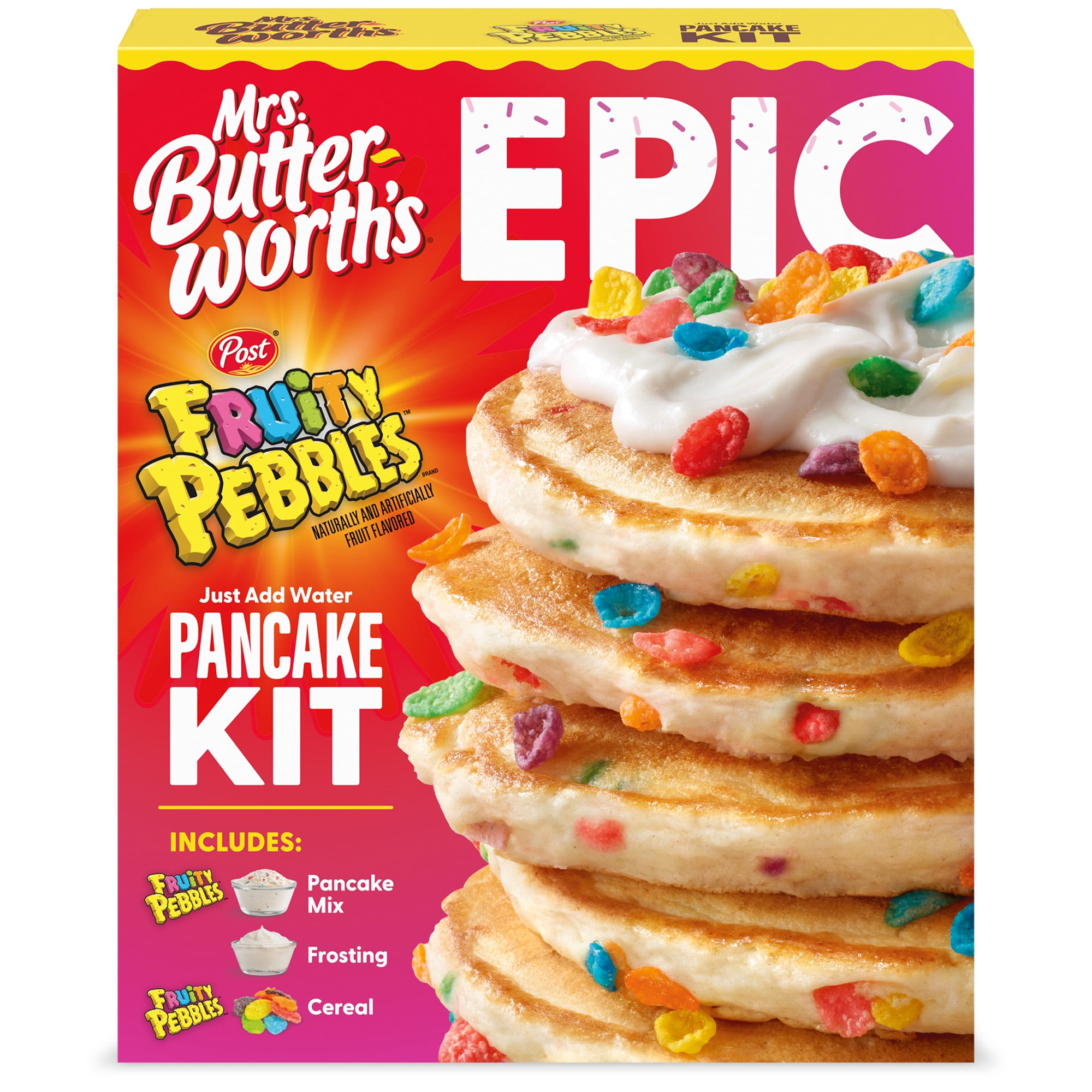 Mrs. Butterworth's EPIC Fruity PEBBLES™ Flavored Pancake Kit, 26.2 oz ...