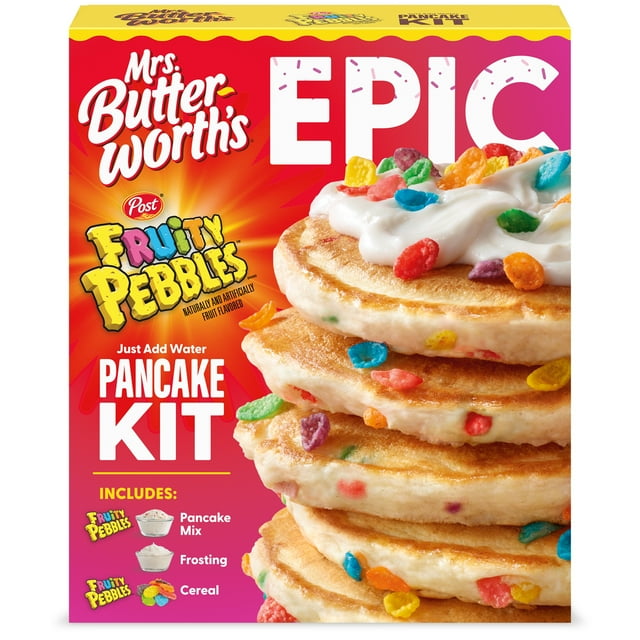 Mrs. Butterworth's EPIC Fruity PEBBLES™ Flavored Pancake Kit, 26.2 oz ...