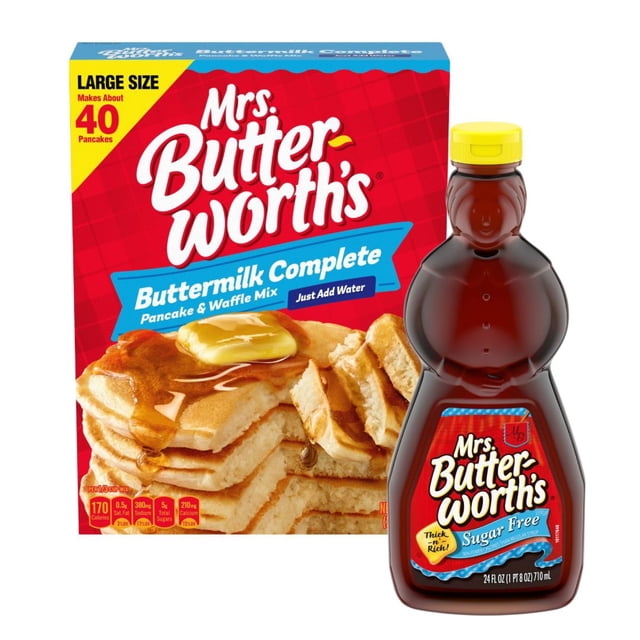 Mrs. Butterworth’s Pancake Mix & Sugar-Free Syrup Bundle – 32 oz Mix ...