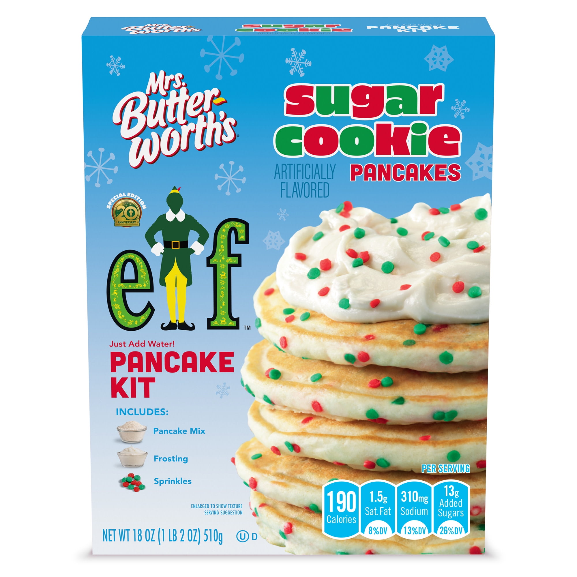 Mrs. Butterworth's Sugar Flavored Cookie Pancake Mix Kit Elf Ed. 18 oz ...