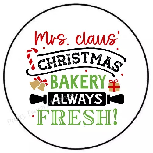Mrs Claus Christmas Bakery Stickers Party Favors Gift For You ...
