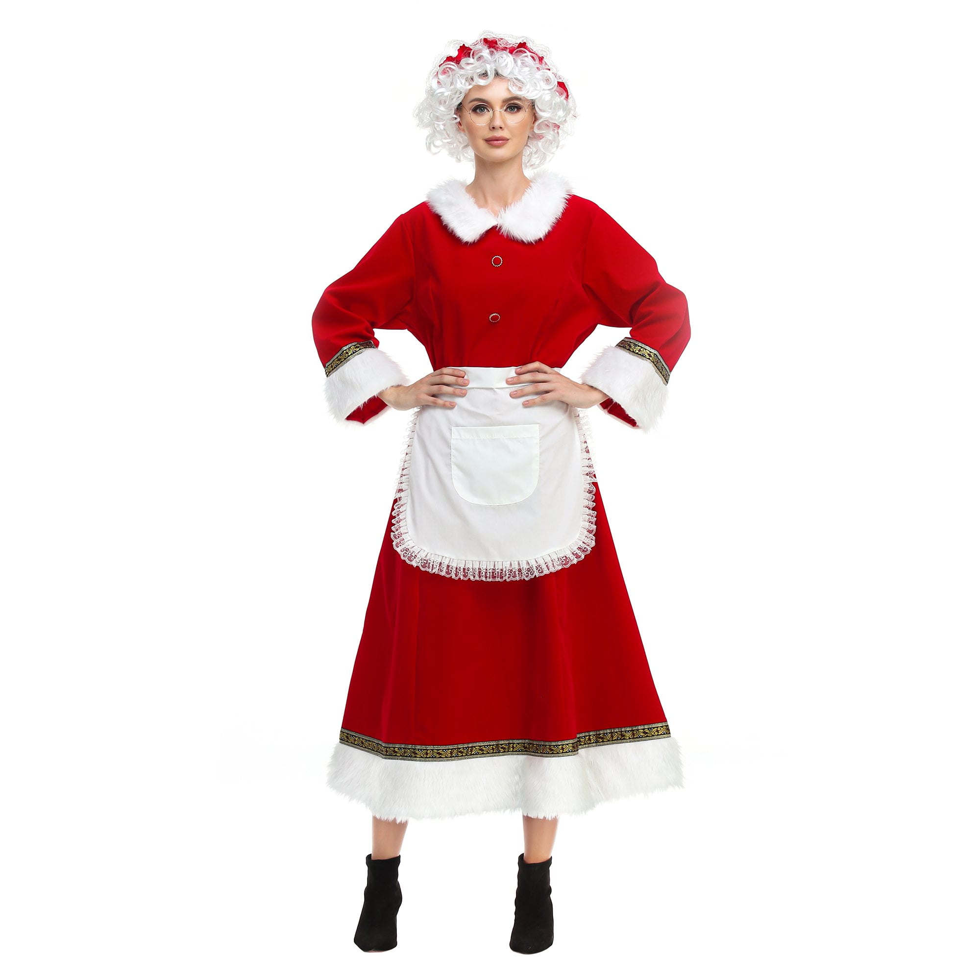 Mrs. Claus Costume for Women Adult Christmas Plus Size Dress with ...