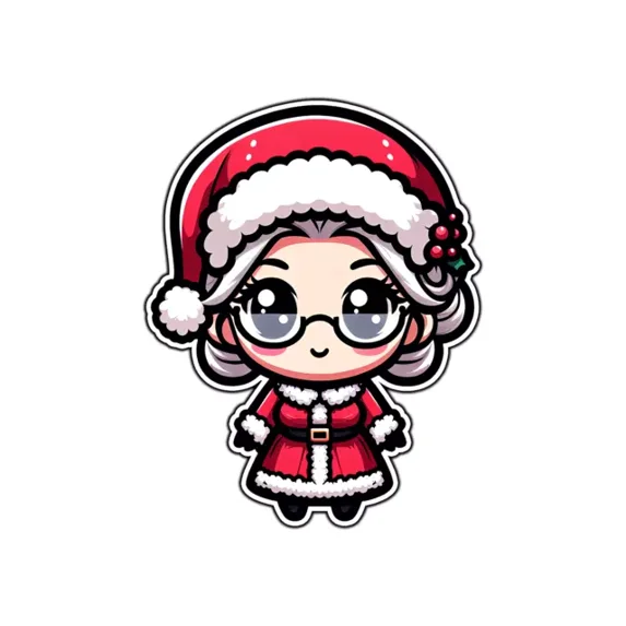 Mrs. Clause Chibi Christmas Waterproof Sticker Phone Decal Water Bottle ...