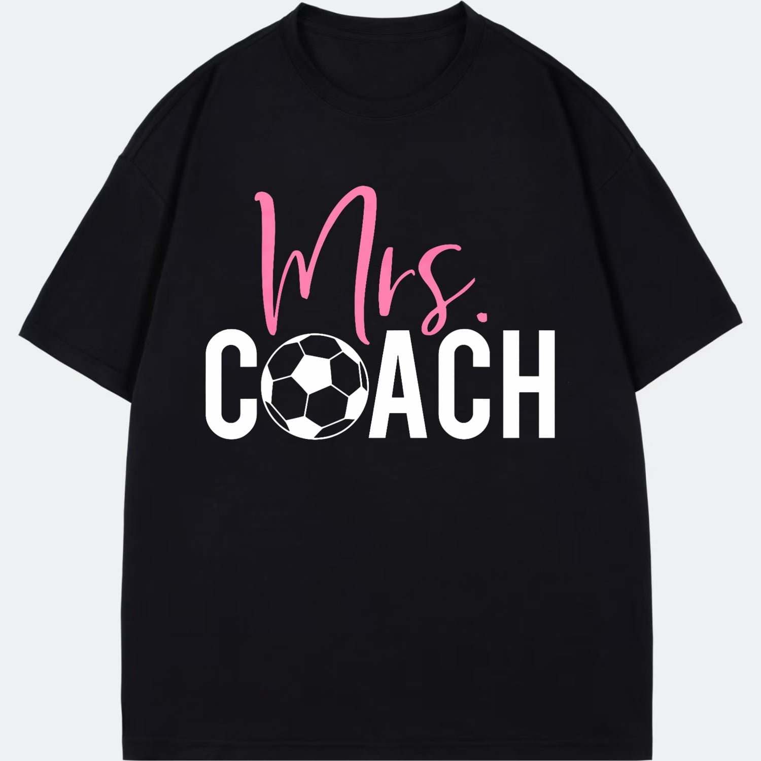 Mrs Coach Soccer T Shirt Black Pink And White Text With Football Design ...