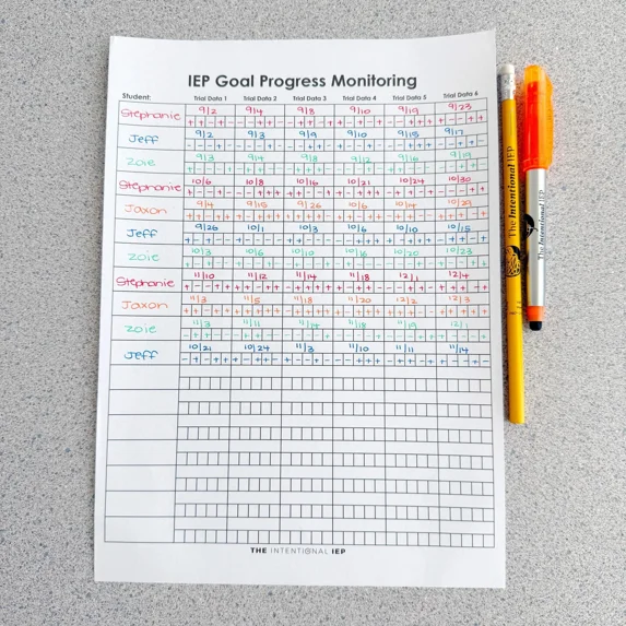Mrs. D'S Corner Iep Goal Progress Monitoring Data Notepad 50 Sheets ...