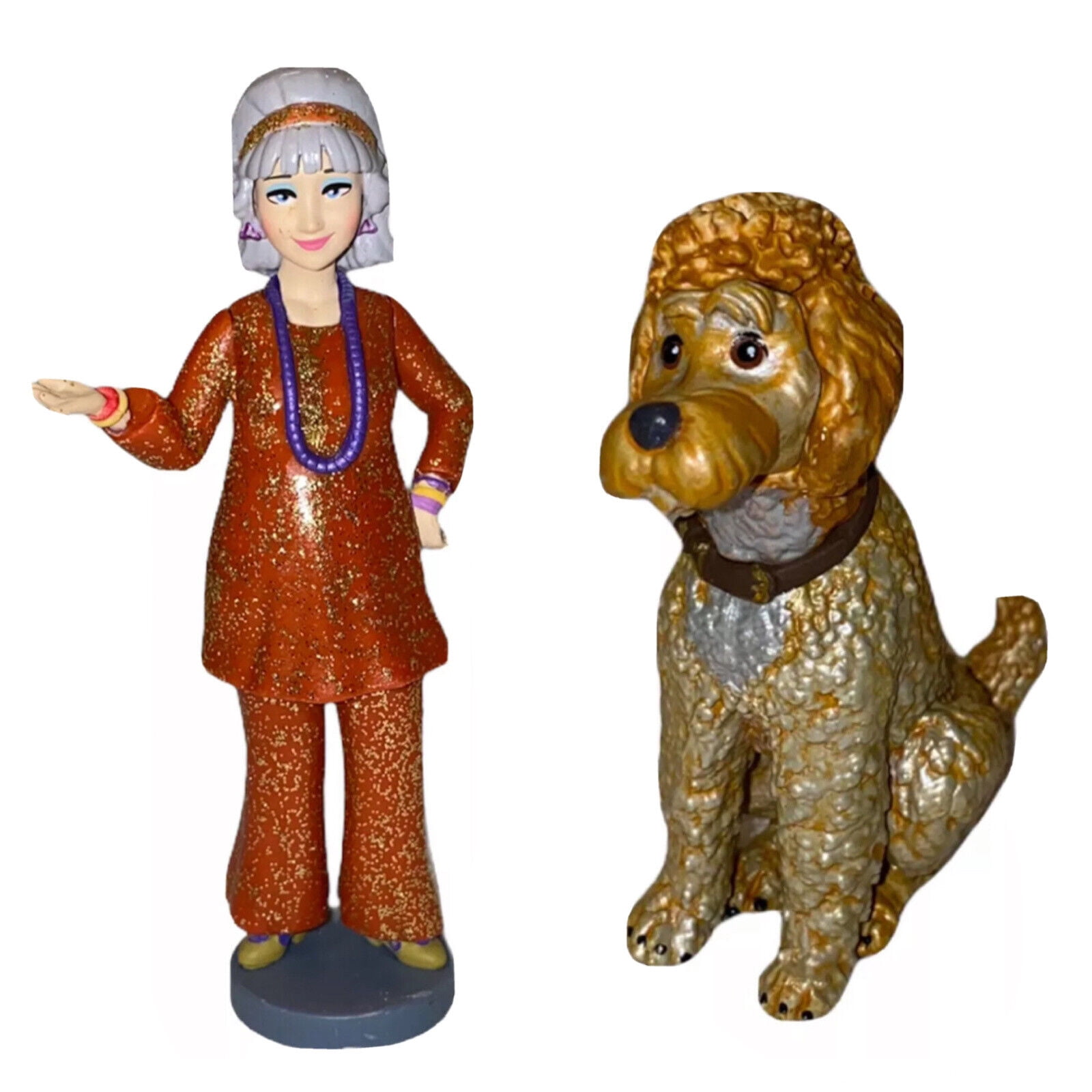 Mrs Devine & Frenchy Puppy Dog Pvc Cake Topper Figure Figurine 3” Fancy ...