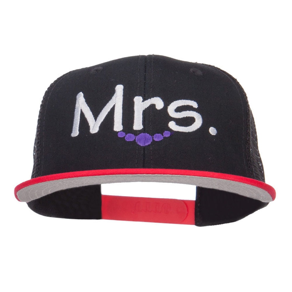 Mrs Embroidered Mesh Snapback Cap - Red Black OSFM - Walmart.com