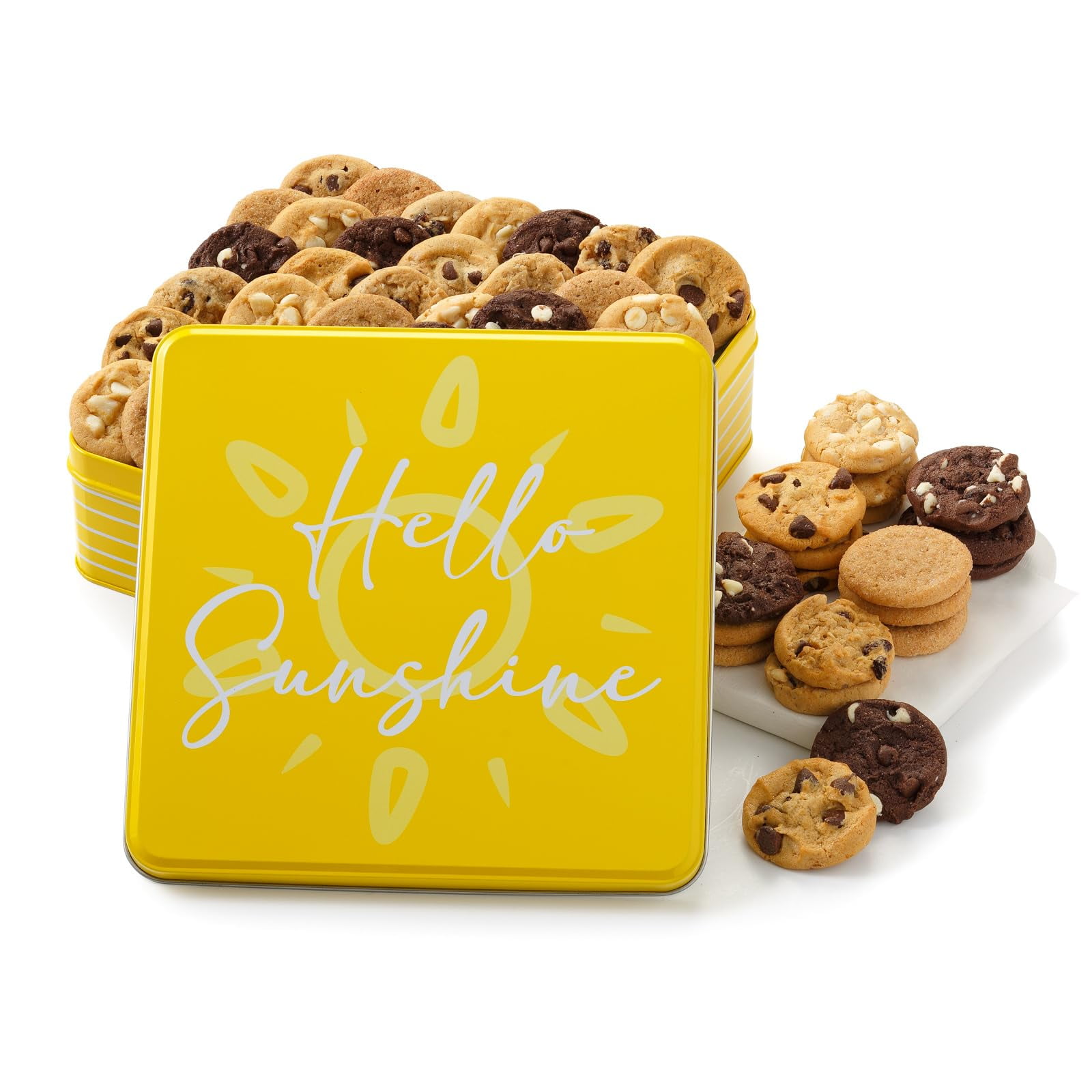 Mrs. Fields -ITSC Hello Sunshine Cookie Tin, Assorted with 60 Nibblers ...