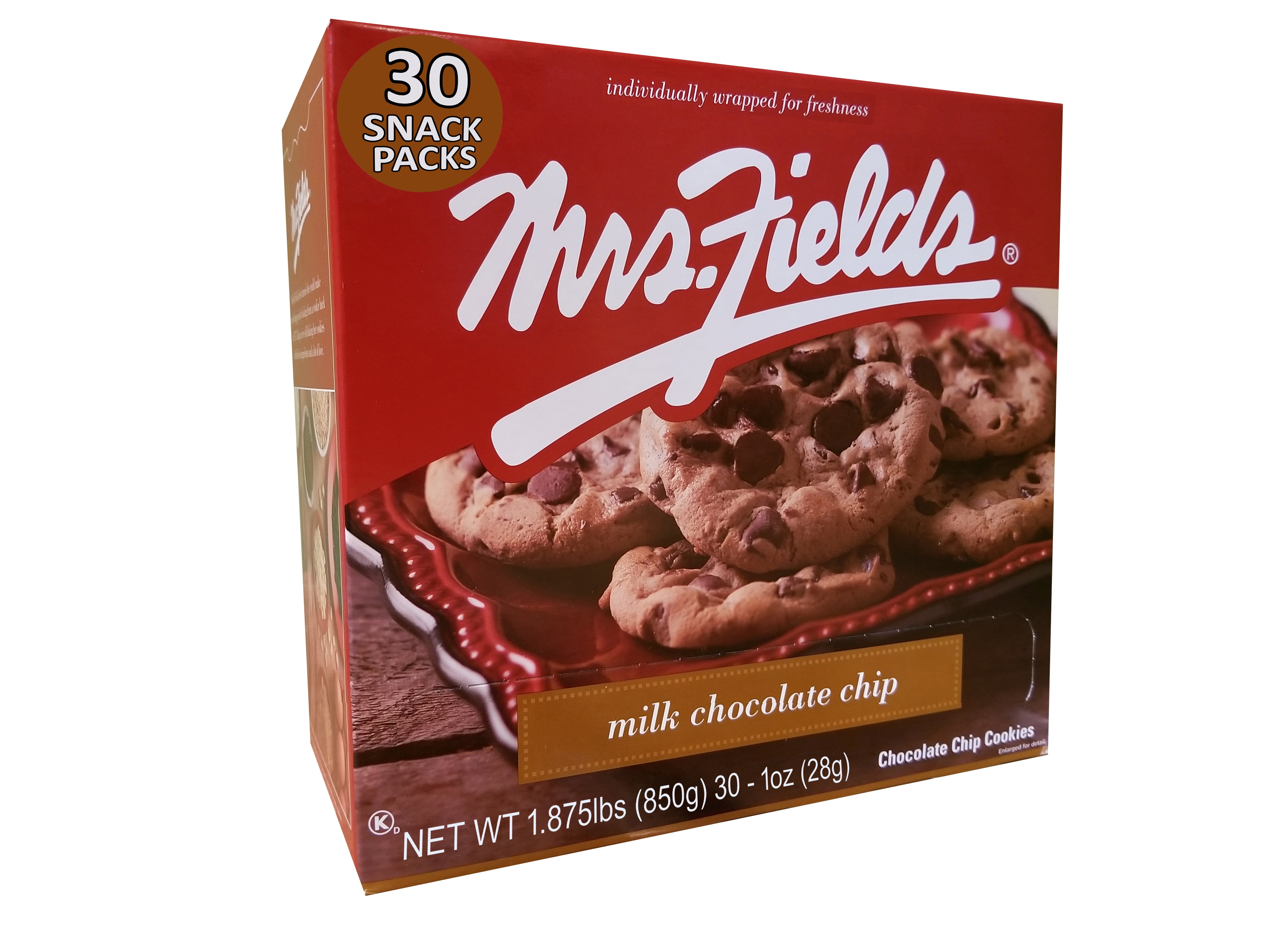 Mrs. Fields Baked Milk Chocolate Chip Cookie Snack Pack, 1oz, 30ct ...