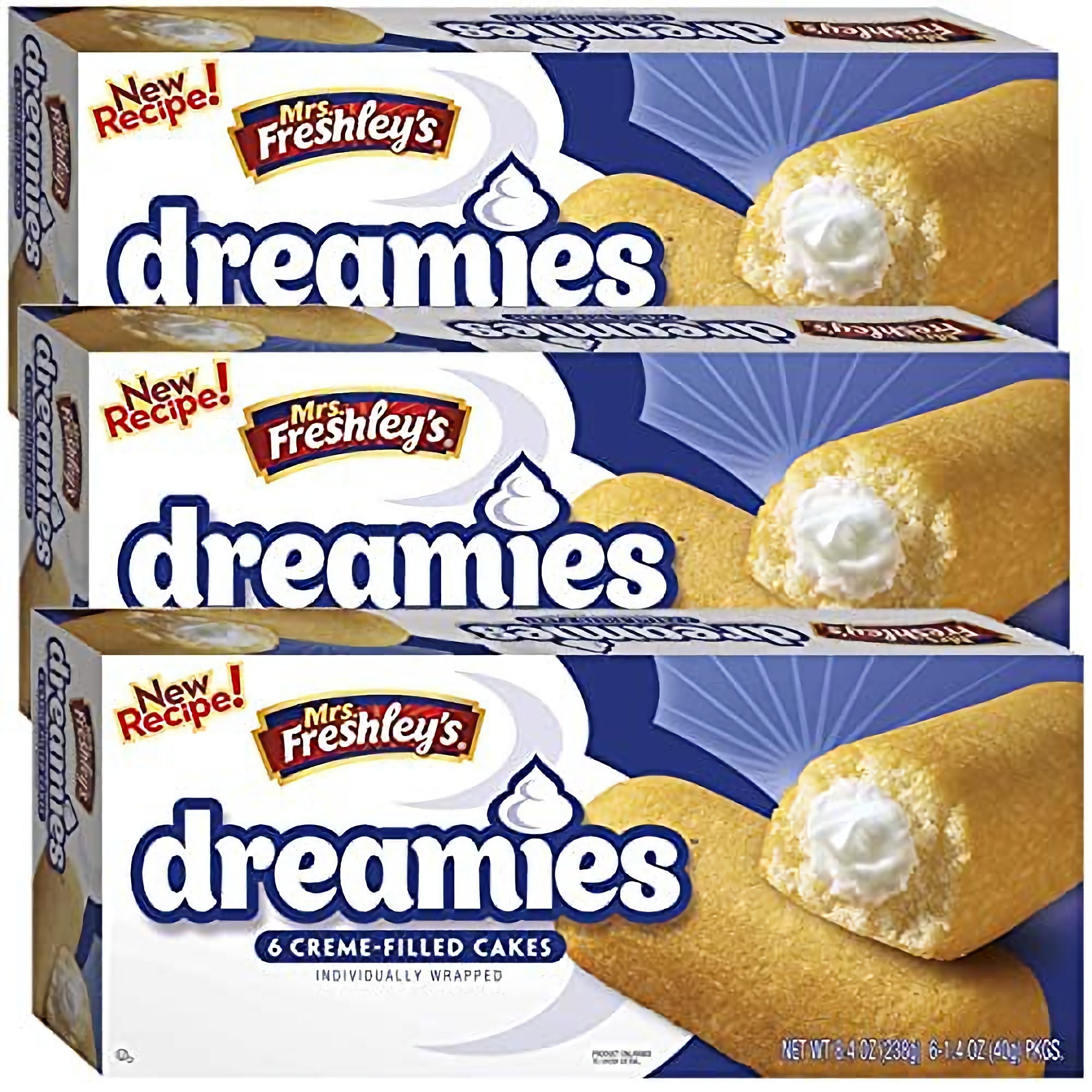 Mrs. Freshley's Cream Filled Dreamies Snack Cakes | Pack of 3 (18 Total ...