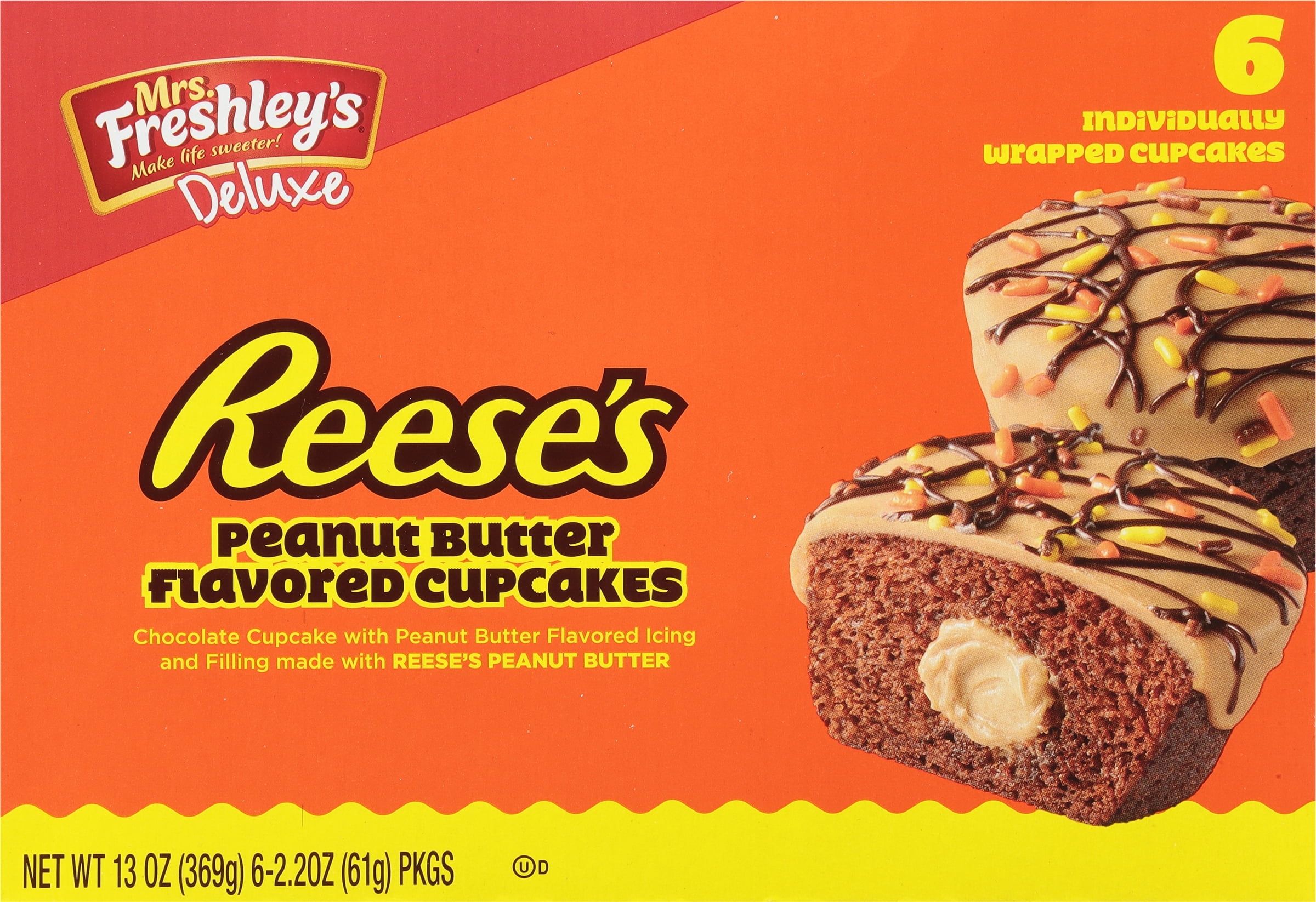 Mrs. Freshley's, PACK OF 1 Deluxe Reese's Peanut Butter Cupcakes, 6 ...