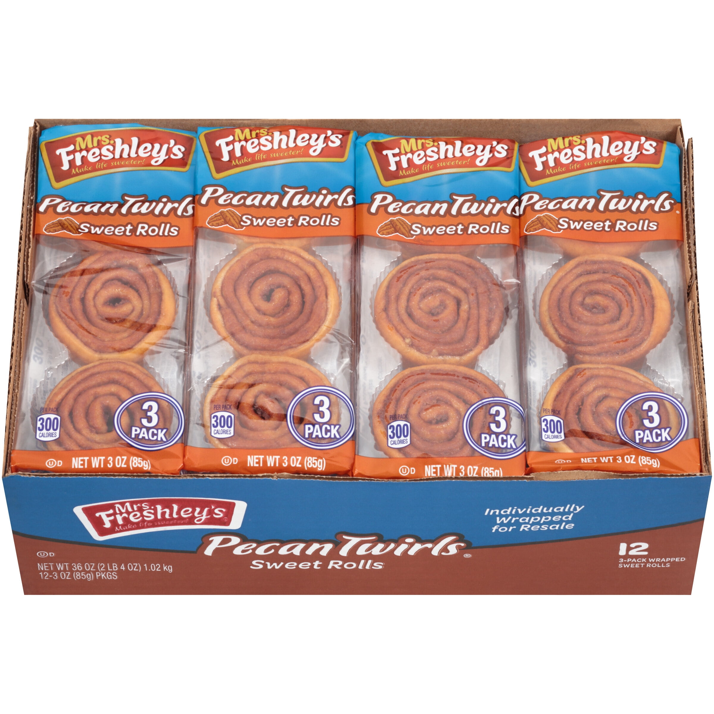 Mrs. Freshley's Pecan Twirls Sweet Rolls, 12 ct Box, Ideal for Vending ...