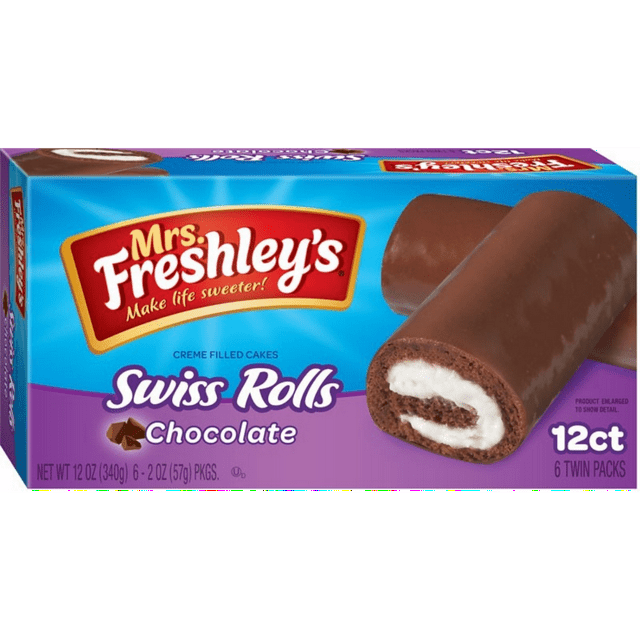 Mrs. Freshley's, Swiss Rolls Cakes, Creme Filled, 12 oz - Walmart.com