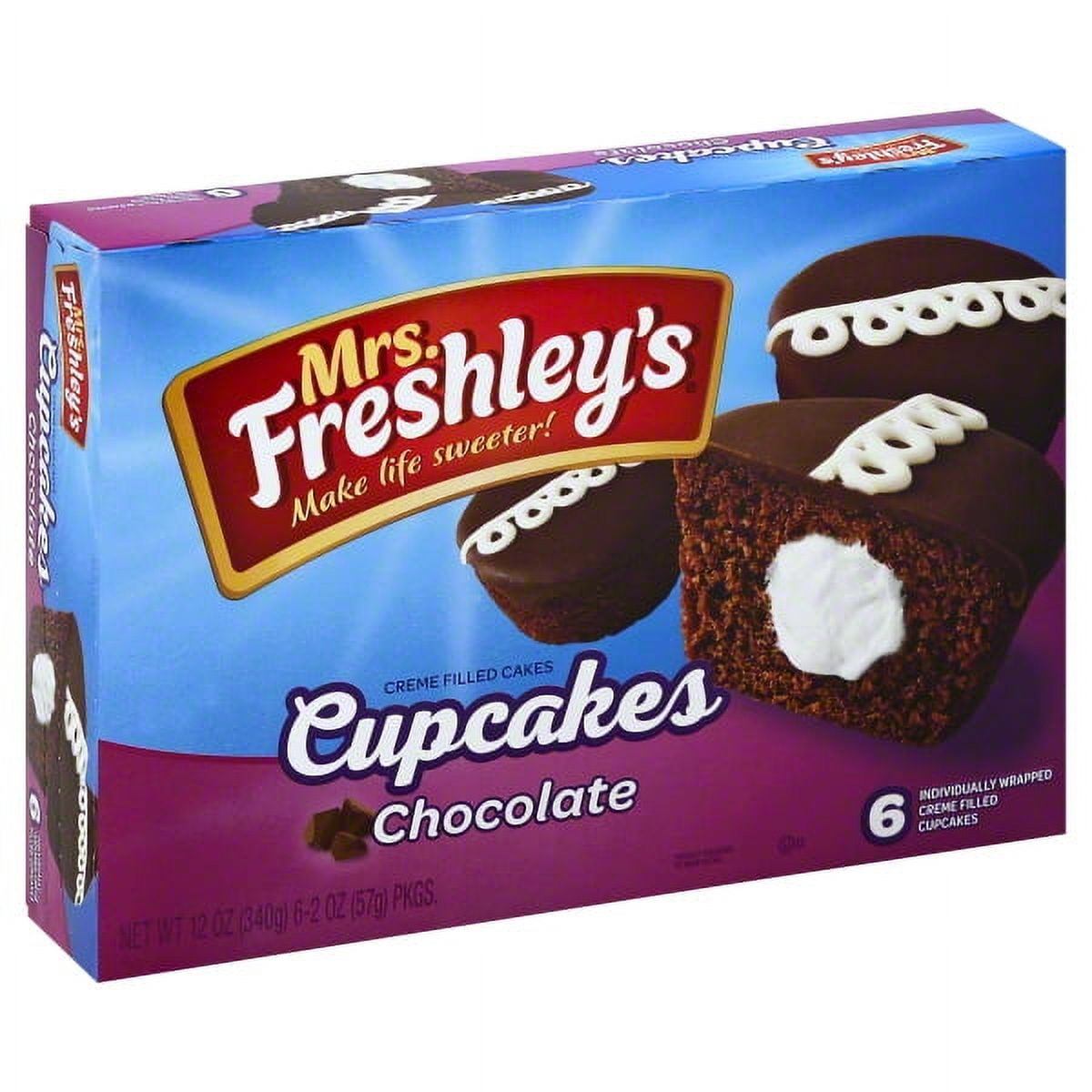 Mrs. Freshley's®, Chocolate, Creme Filled Cupcakes, 12 oz. 6-2 oz ...