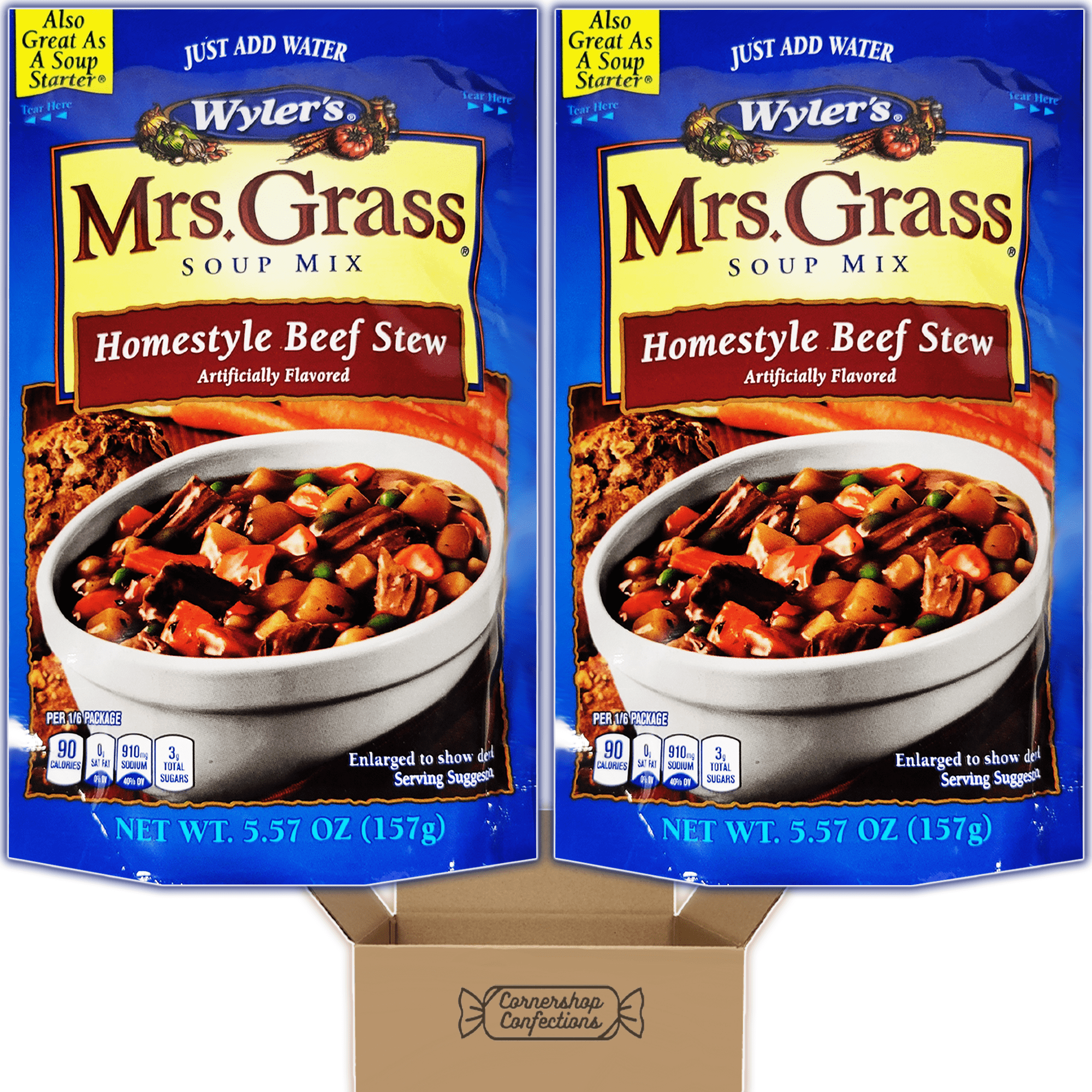 Mrs. Grass Hearty Soup Mix Bundle - Homestyle Beef Stew - 2 Individually Sealed 5.57 Ounce Packs ...