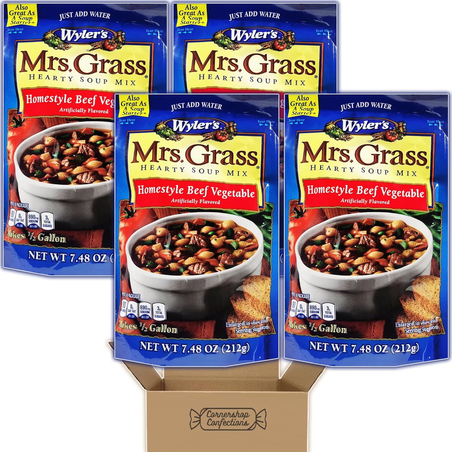 Mrs. Grass Hearty Soup Mix Bundle Pack - Homestyle Beef Vegetable Soup ...