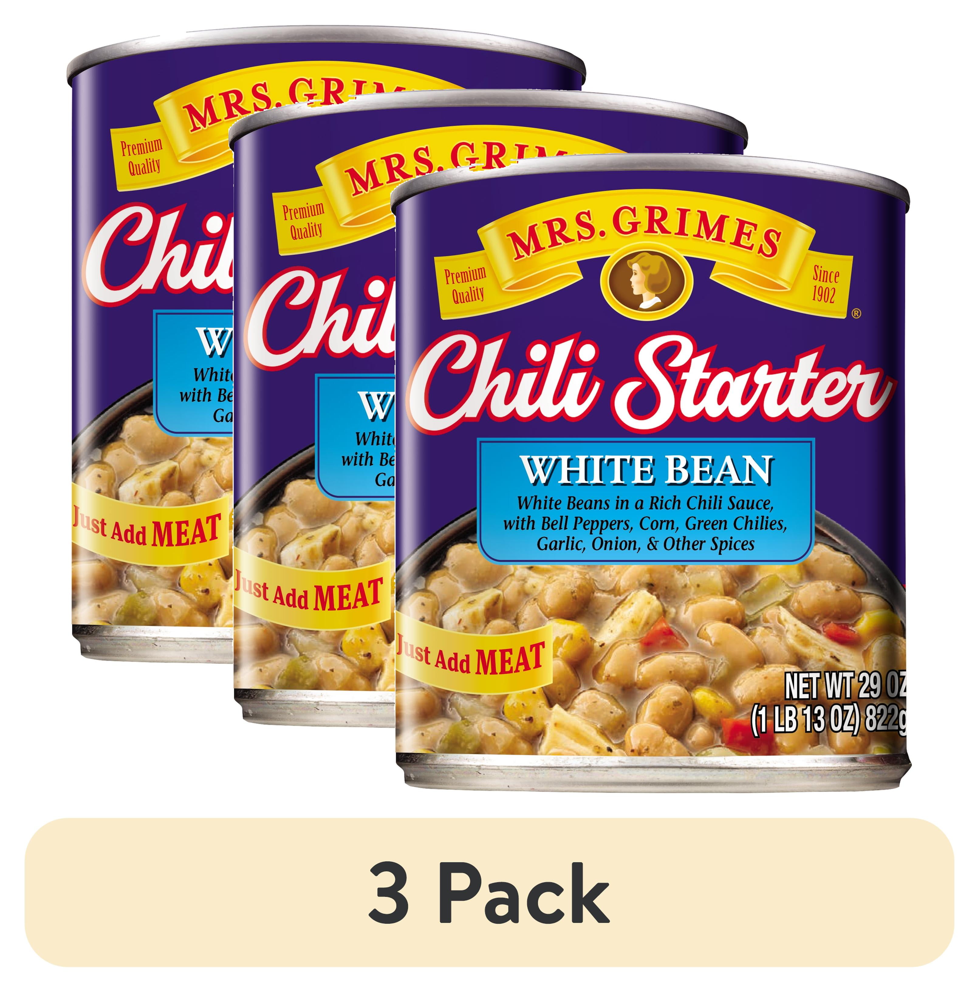 (3 pack) Mrs. Grimes Chili Starter White Bean 29 oz Can - Walmart.com