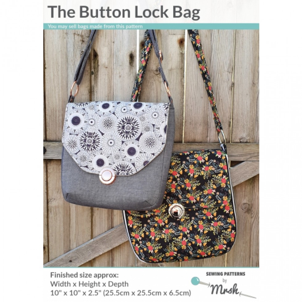 Mrs H Patterns Sewing Pattern The Button Lock Bag Bags - Walmart.com