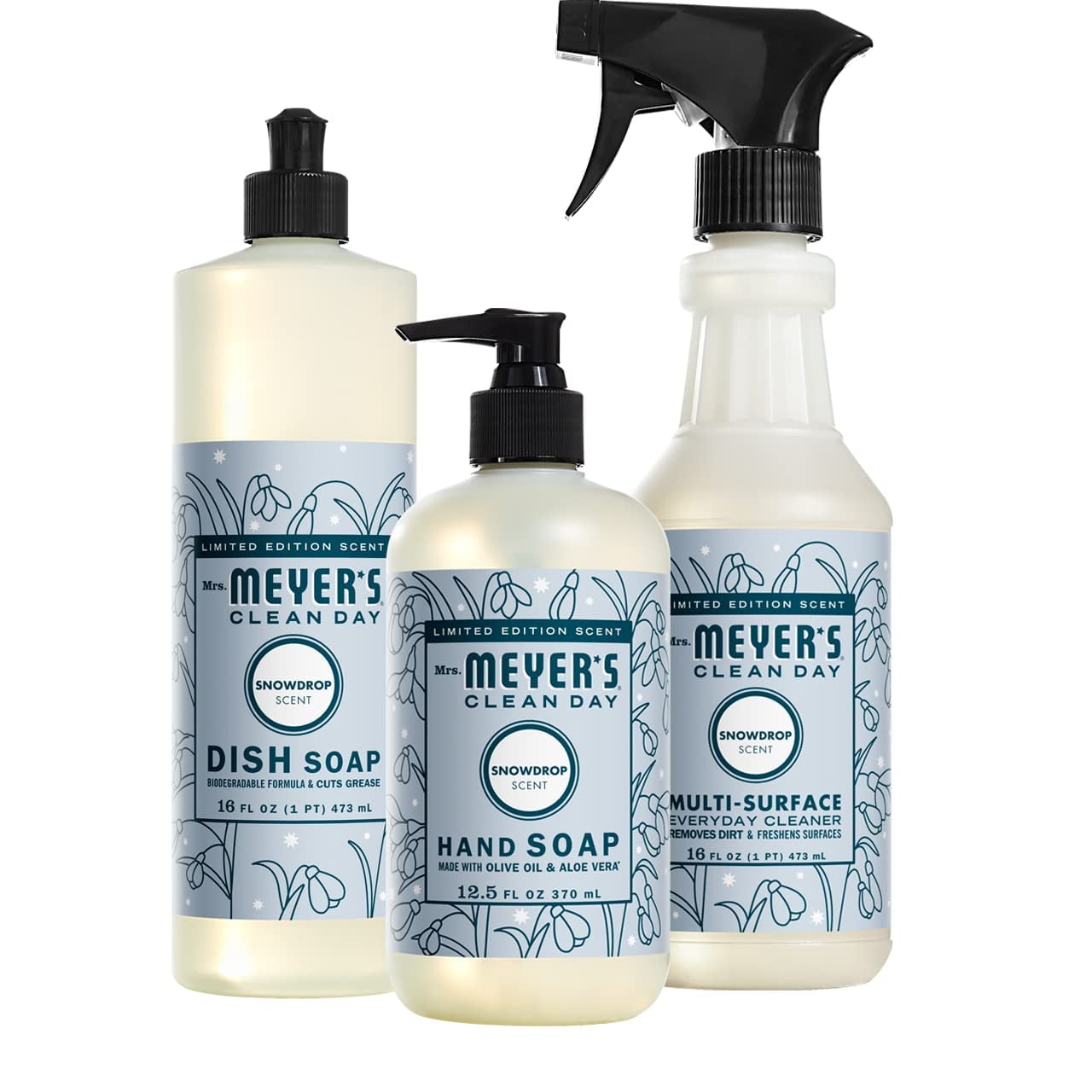Mrs. Meyer's Clean Day Snow Drop Kitchen Set: Dish Soap, Hand Soap ...