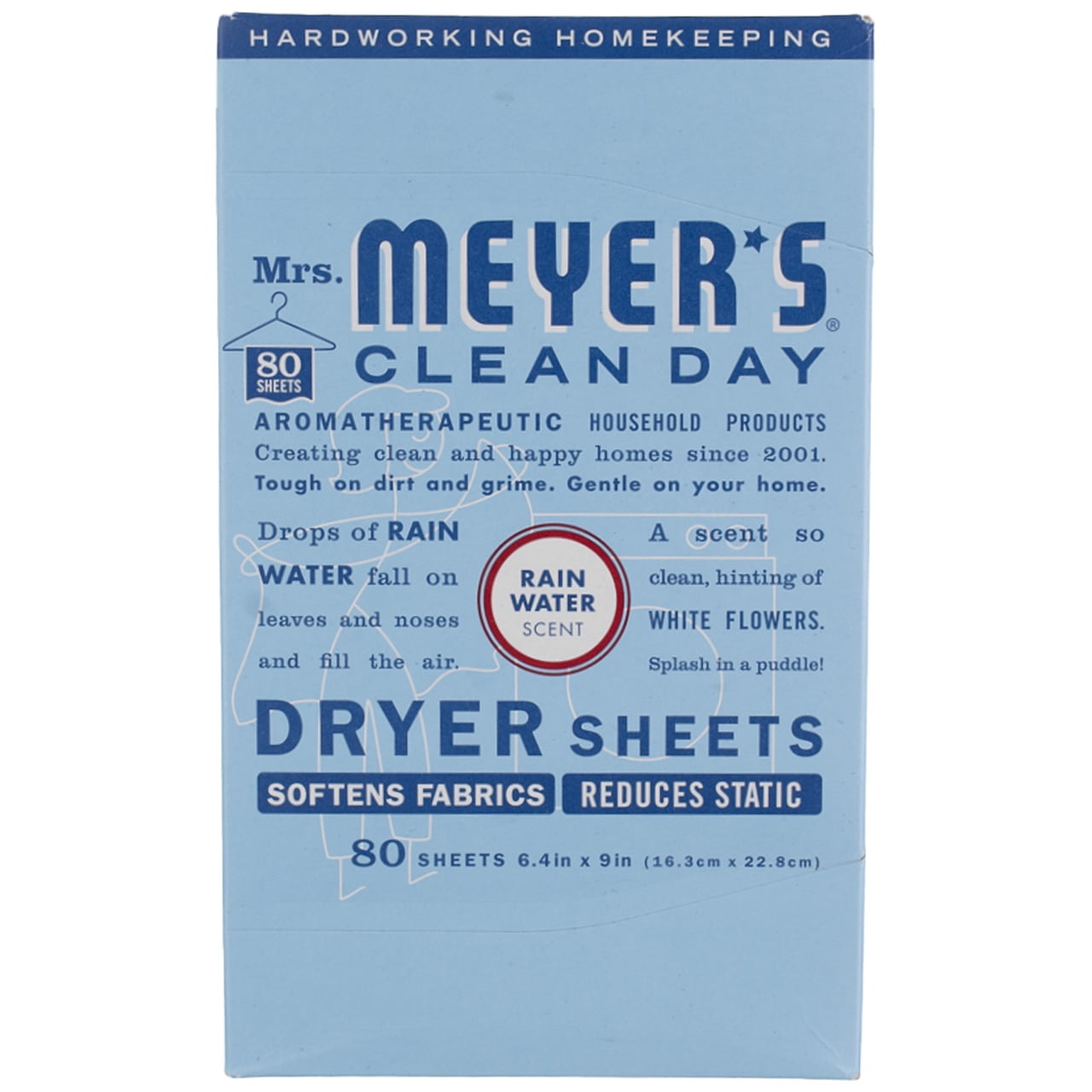 Mrs. Meyer’s Fabric Softener Dryer Sheets Rain Water 80 Ct Pack, Static ...