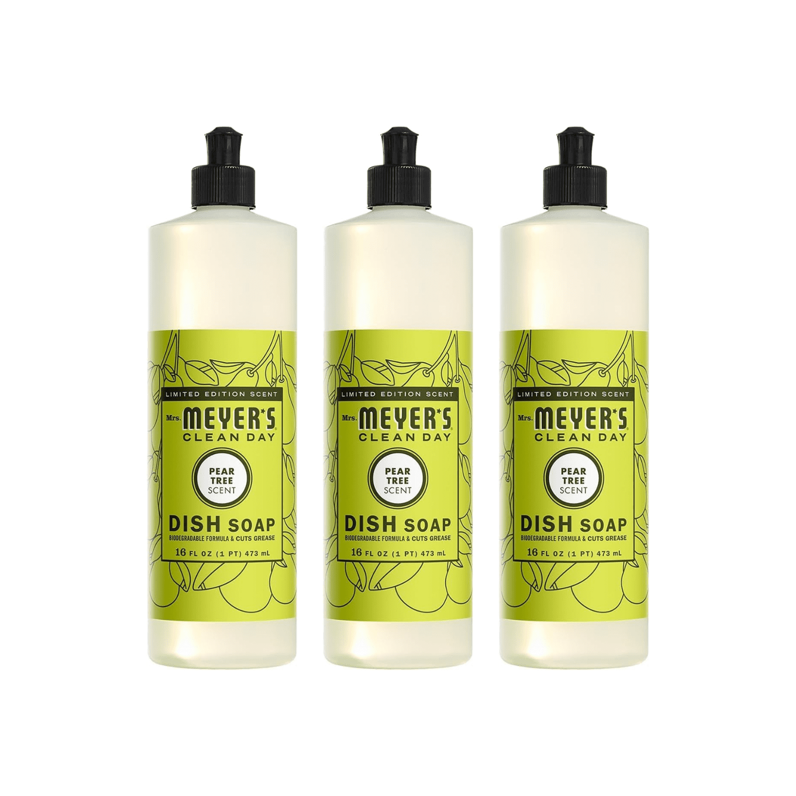 Mrs. Meyer’s Clean Day Liquid Dish Soap, Pear Tree, 16 oz (Pack - 3 ...