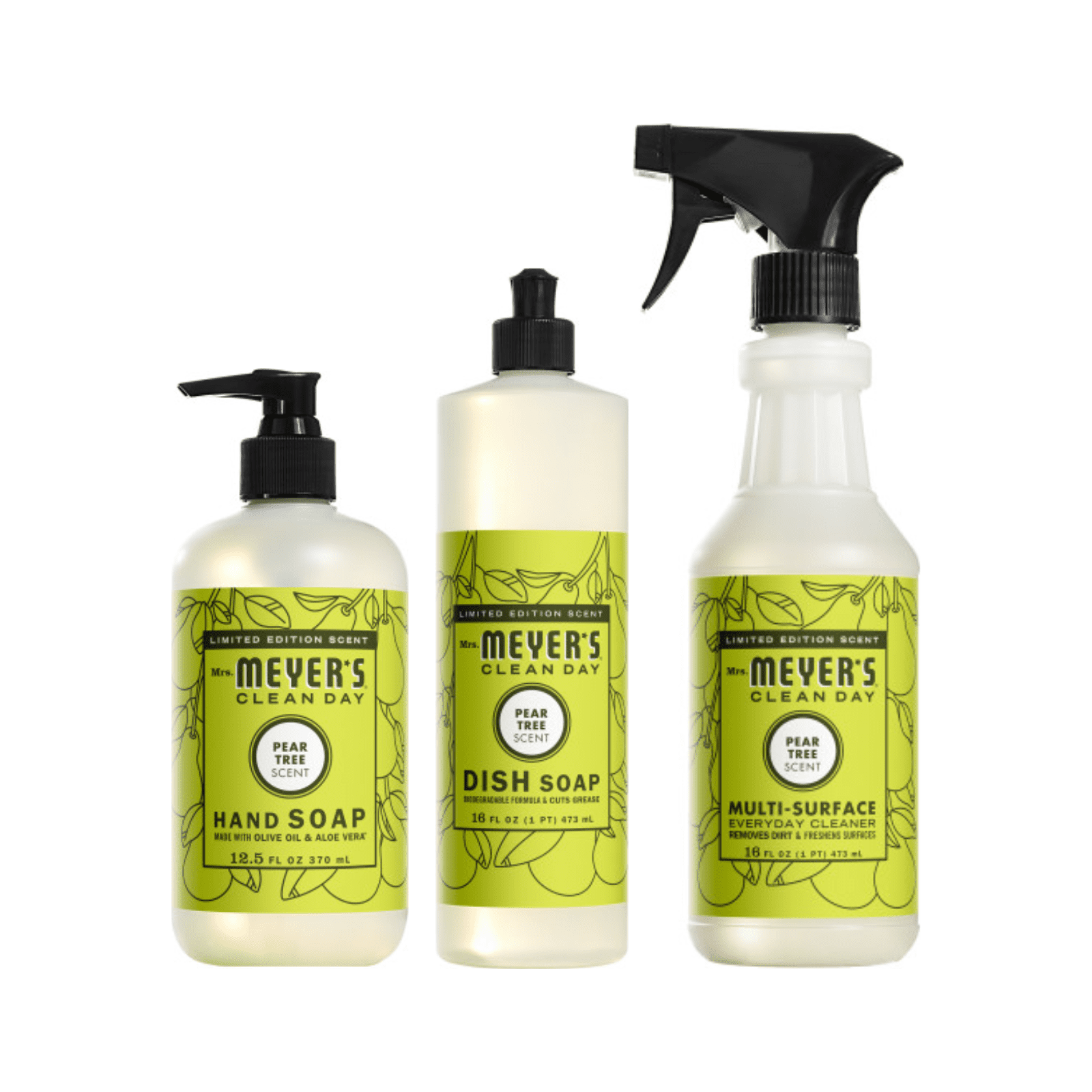 Mrs. Meyer's Clean Day Pear Tree Kitchen Bundle, 1 Hand Soap, 1 Multi ...
