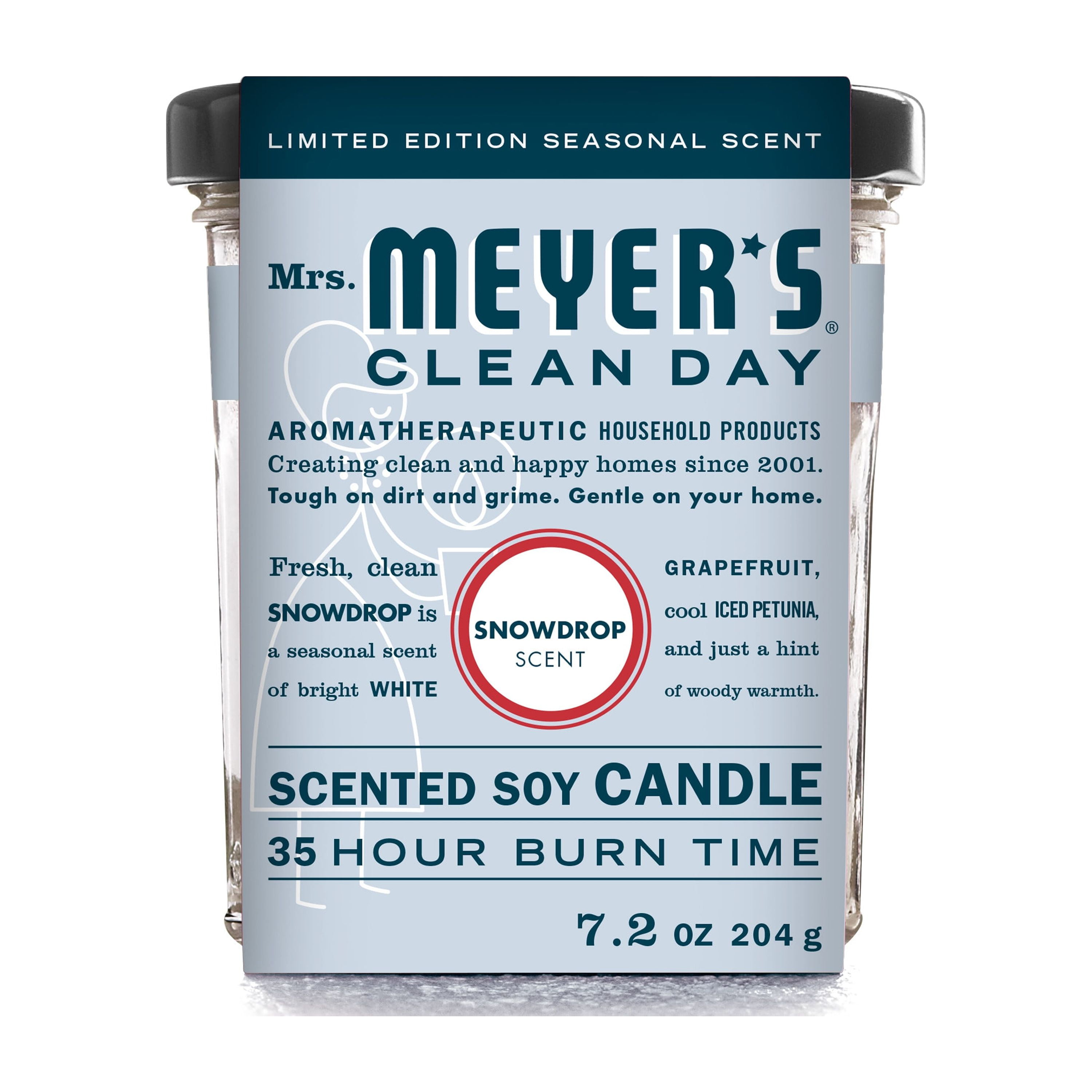 Mrs. Meyer's Clean Day Scented Soy Candle, Snowdrop Scent, 7.2 ounce ...