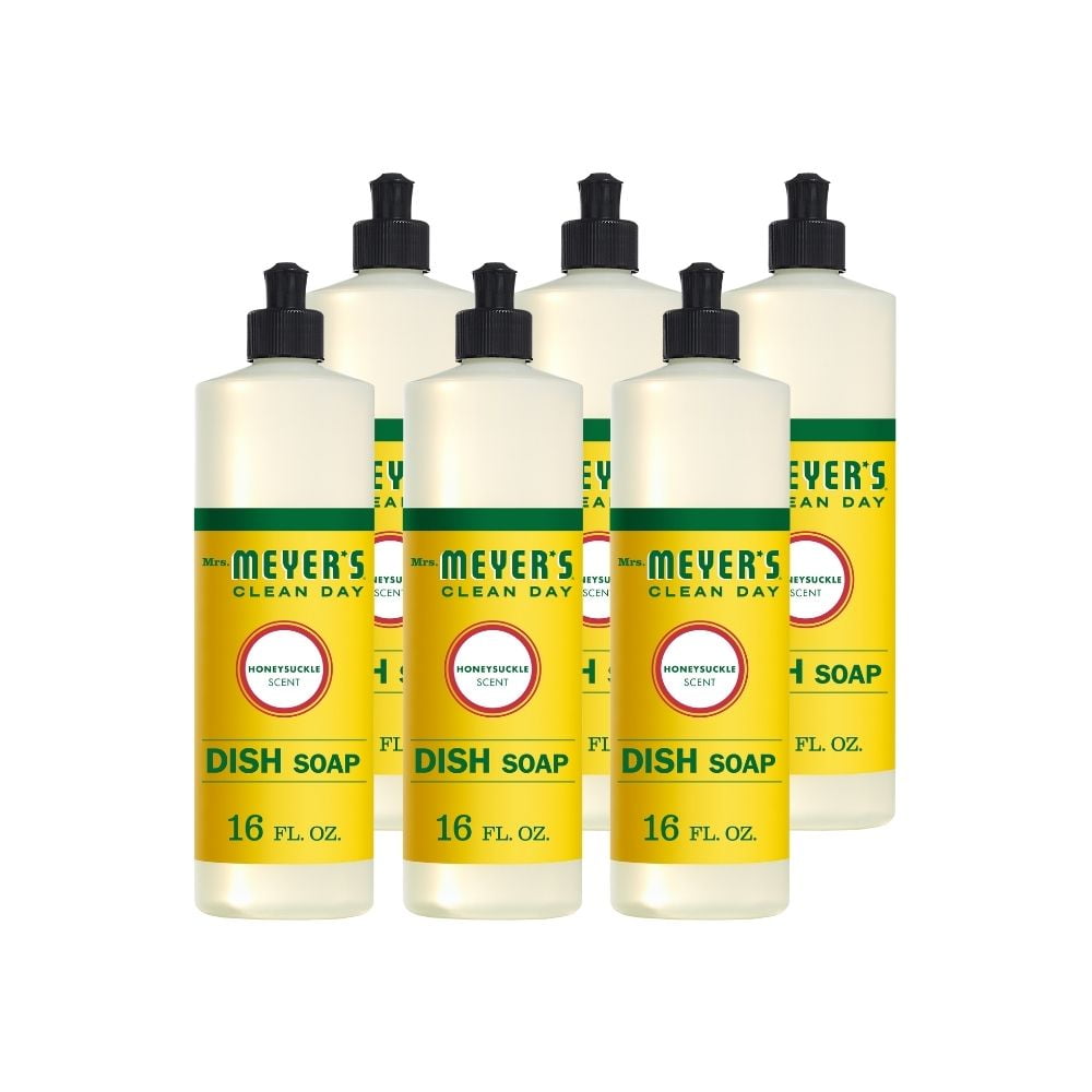 Mrs. Meyer's Liquid Dish Soap Honeysuckle, 16 FL OZ (Pack of 6), Cuts ...