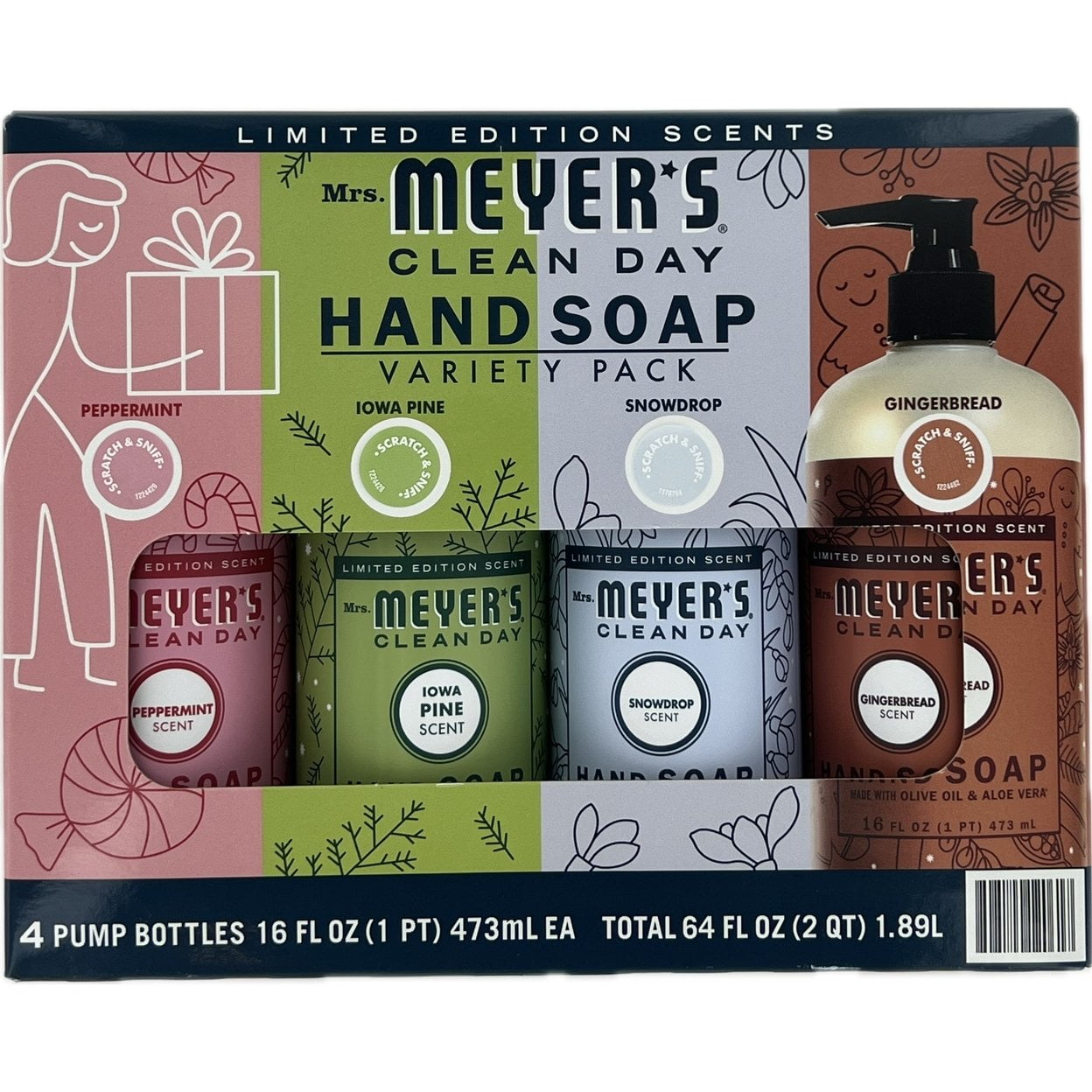 Mrs. Meyers Clean Day Hand Soap Holiday Variety Pack, 16 Fluid Ounce ...