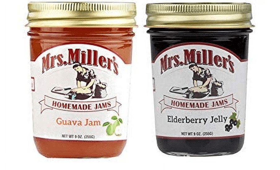 Mrs. Miller's Homemade Guava Jam and Elderberry Jelly Variety 2-Pack, 9 ...