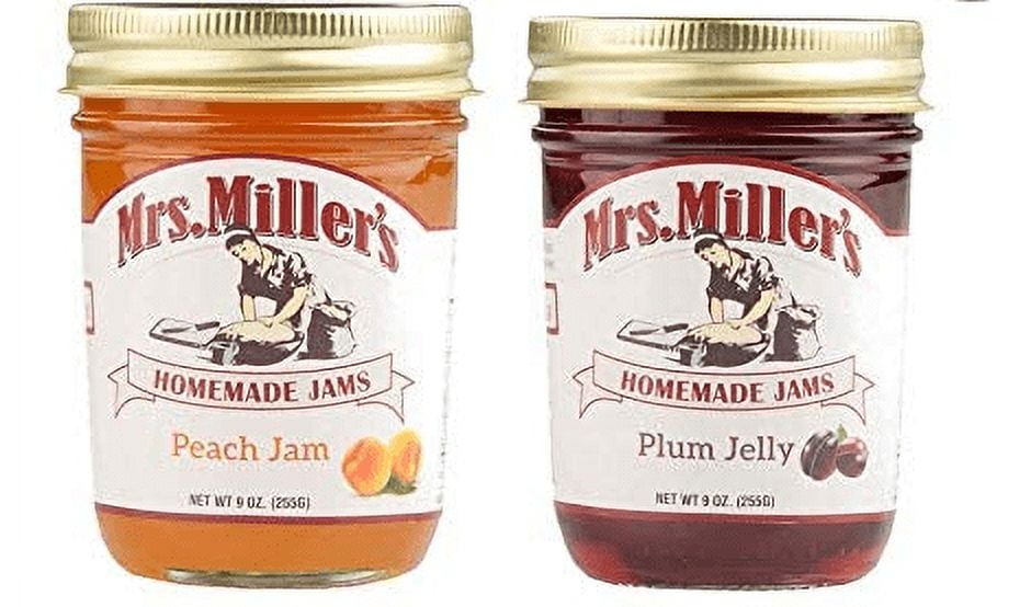 Mrs. Miller's Homemade Peach Jam and Plum Jelly Variety 2-Pack, 9 oz ...