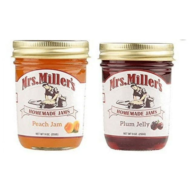 Mrs. Miller's Homemade Peach Jam and Plum Jelly Variety 2-Pack, 9 oz ...